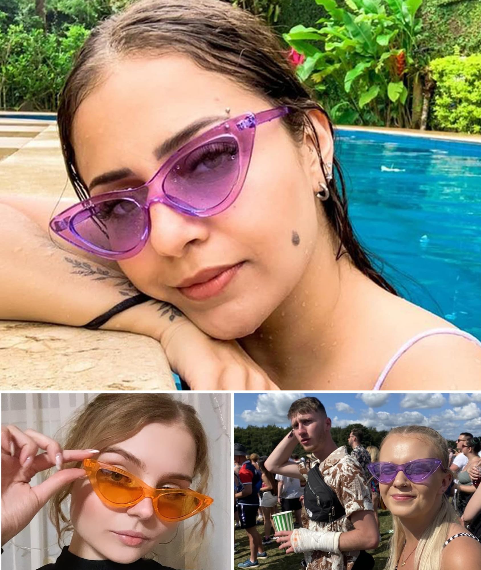 Fsmiling Womens Sunglasses Bulk Cat Eye Party Sunglasses Retro 90s Sunglasses Shades Set Multicolored- 10 Pack