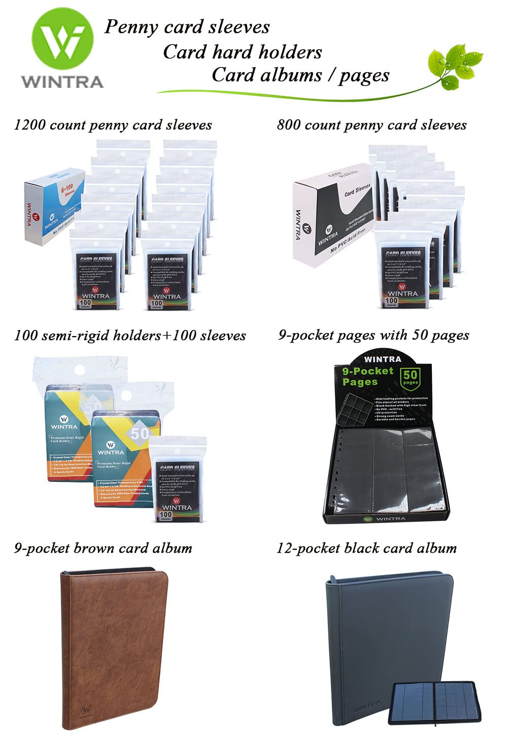 WINTRA 3" x 4" 100 Count 35pt Topload Hard Card Holder and 100 Count Penny Soft Card Sleeves Protectors Bundle for Trading and Sports Cards (100 topload + 100 Sleeves)