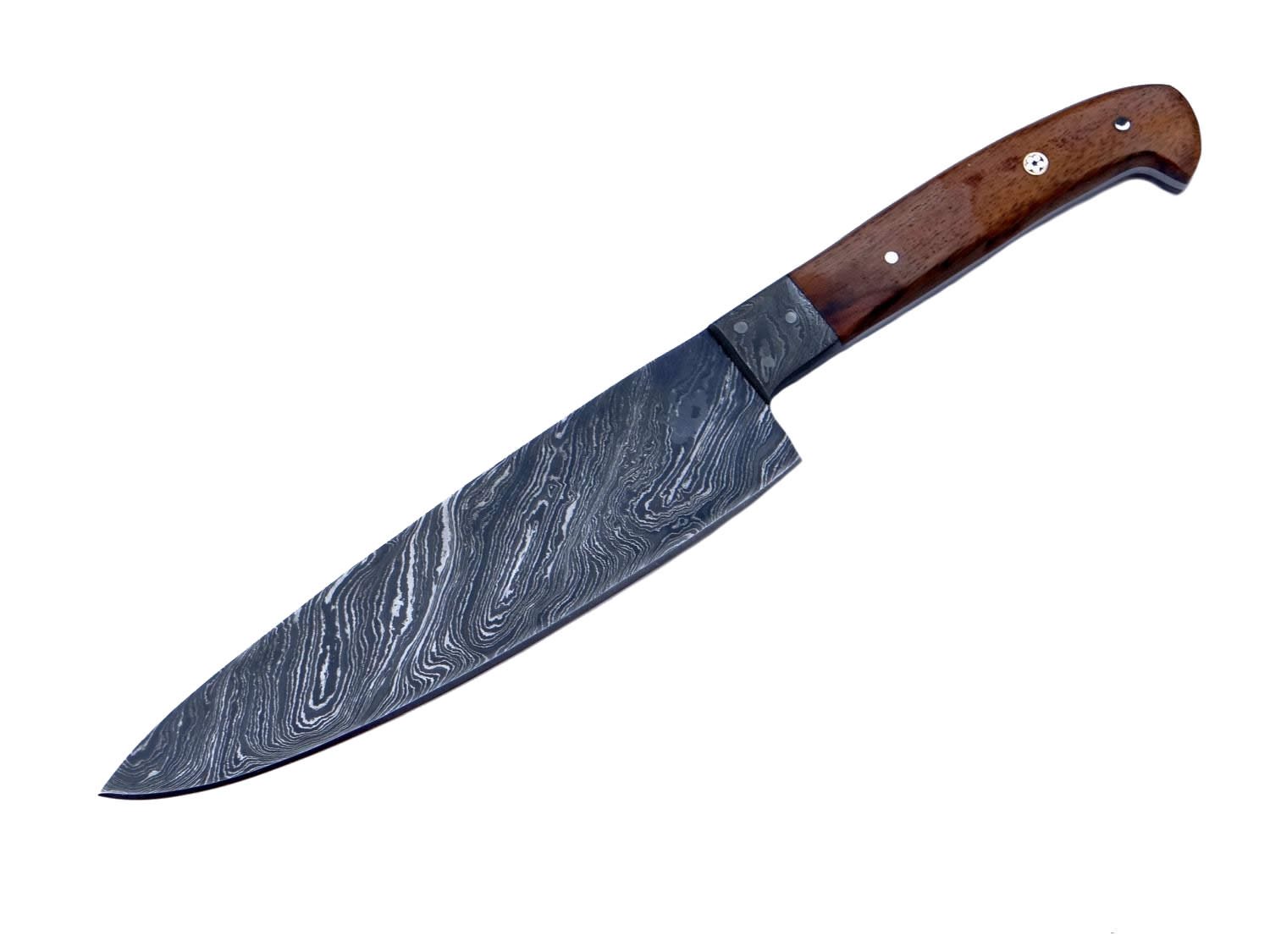Custom Handmade Kitchen Chef Knife Damascus Steel bolster Walnut Wood 12"