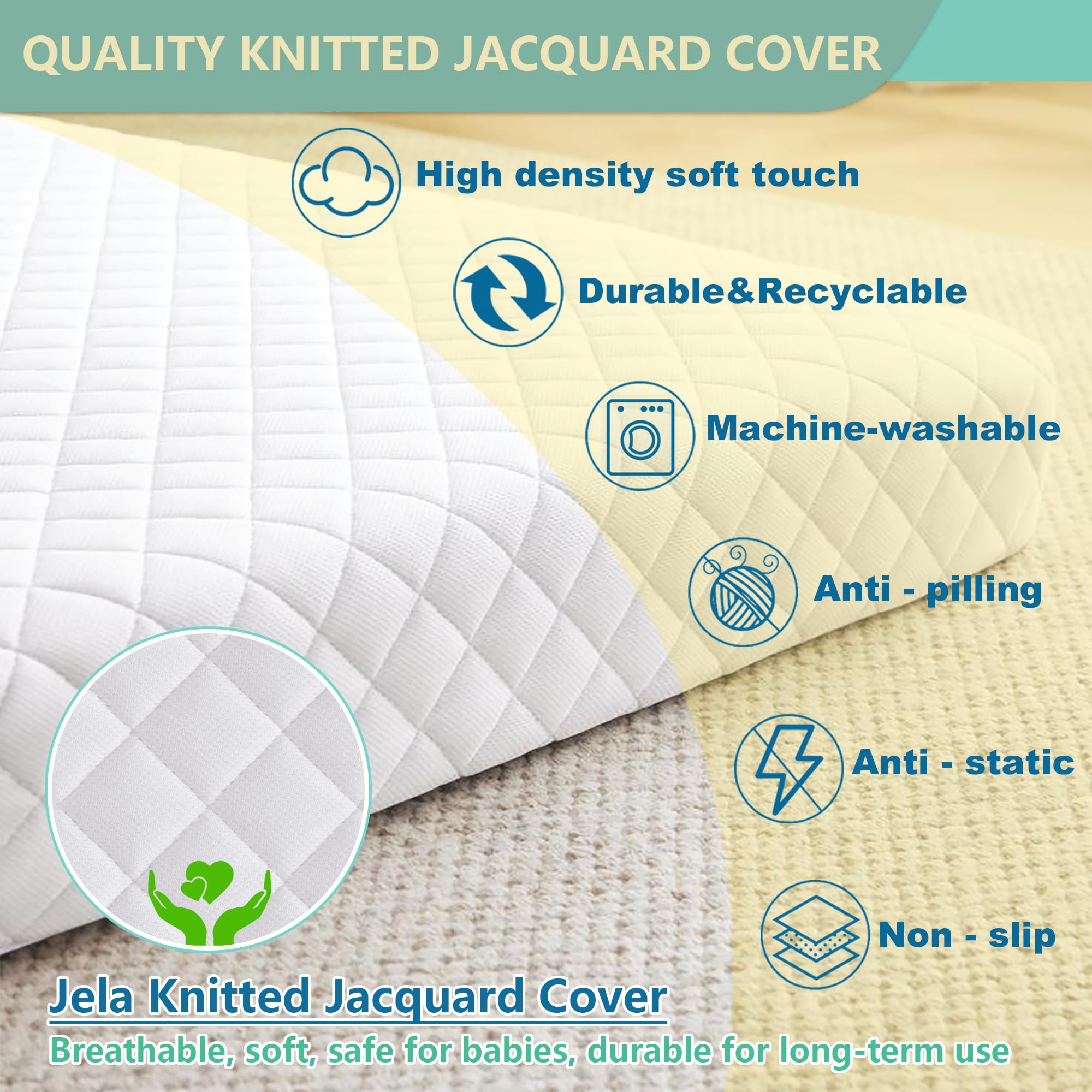 jela Foldable Mattress Trifold Mattress Full Size, Waterproof Folding Mattress Memory Foam 53"x75"x4", 4 inch Waterproof Floor Bed with Storage Bag, tri Folding Mattress for Guest Bed, RV, Camping