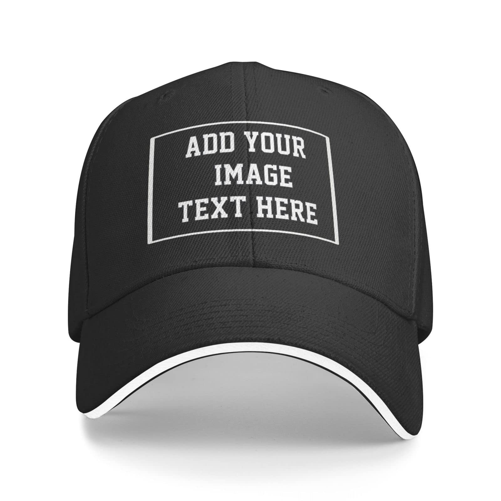 Custom Hats for Men Design Your Own Personalized Text Photo Logo Baseball Hat Unisex Sun Cap Black, One Size