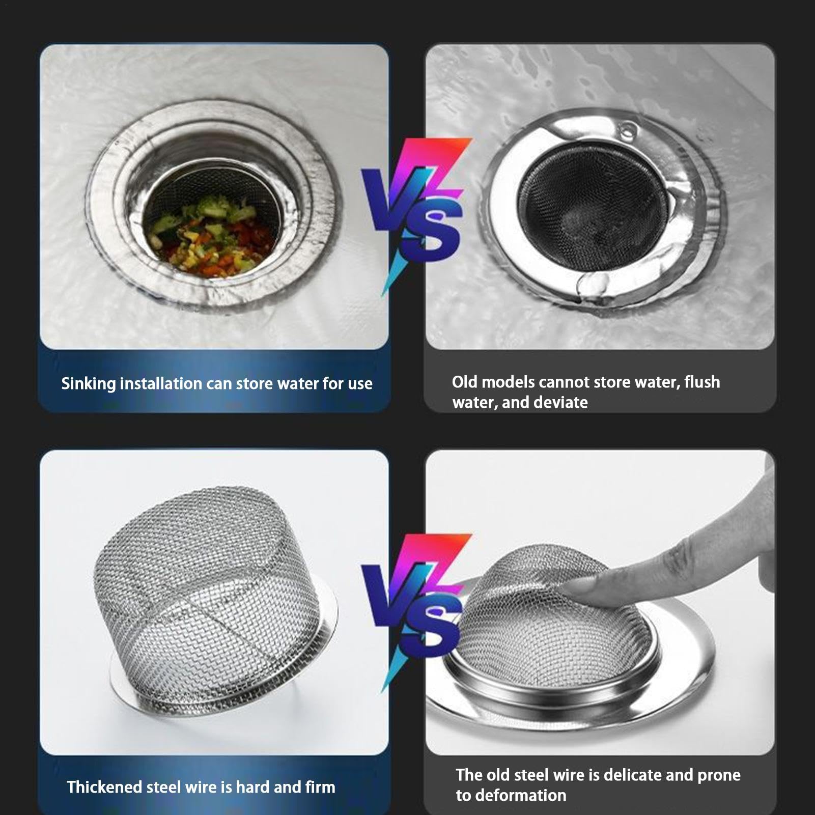 Kitchen Sink Strainer - Sink Strainer Plug | Stainless Steel Drain Filter, Anti-Clog Sink Strainer, Kitchen Sink Drain Protectors, Bathtub Drain Filter Hair Catcher for Bathroom, Kitchen Sinks