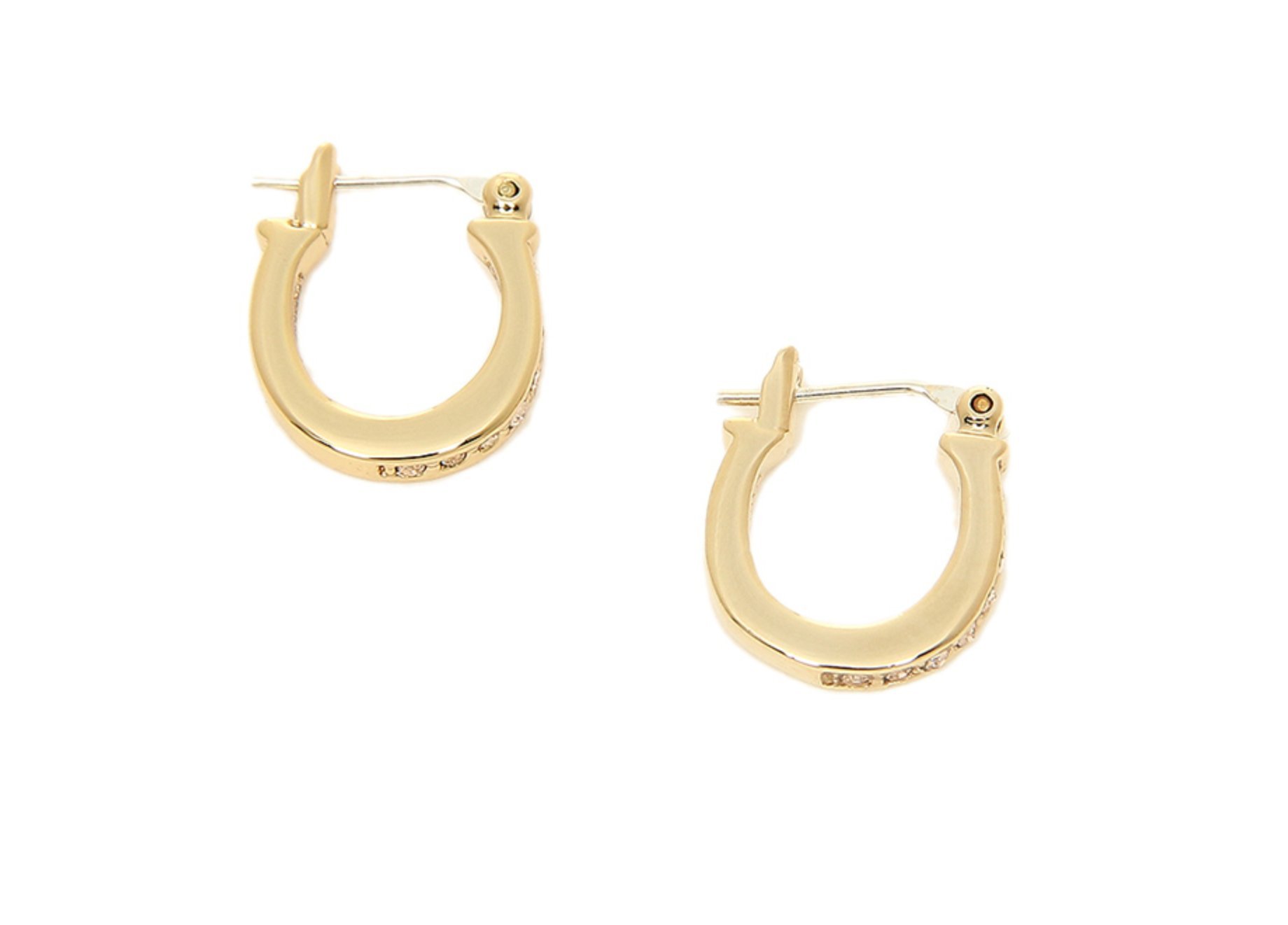 COACH Loop Gold Tone Huggie Earrings in a Coach Box - F54497 GLD