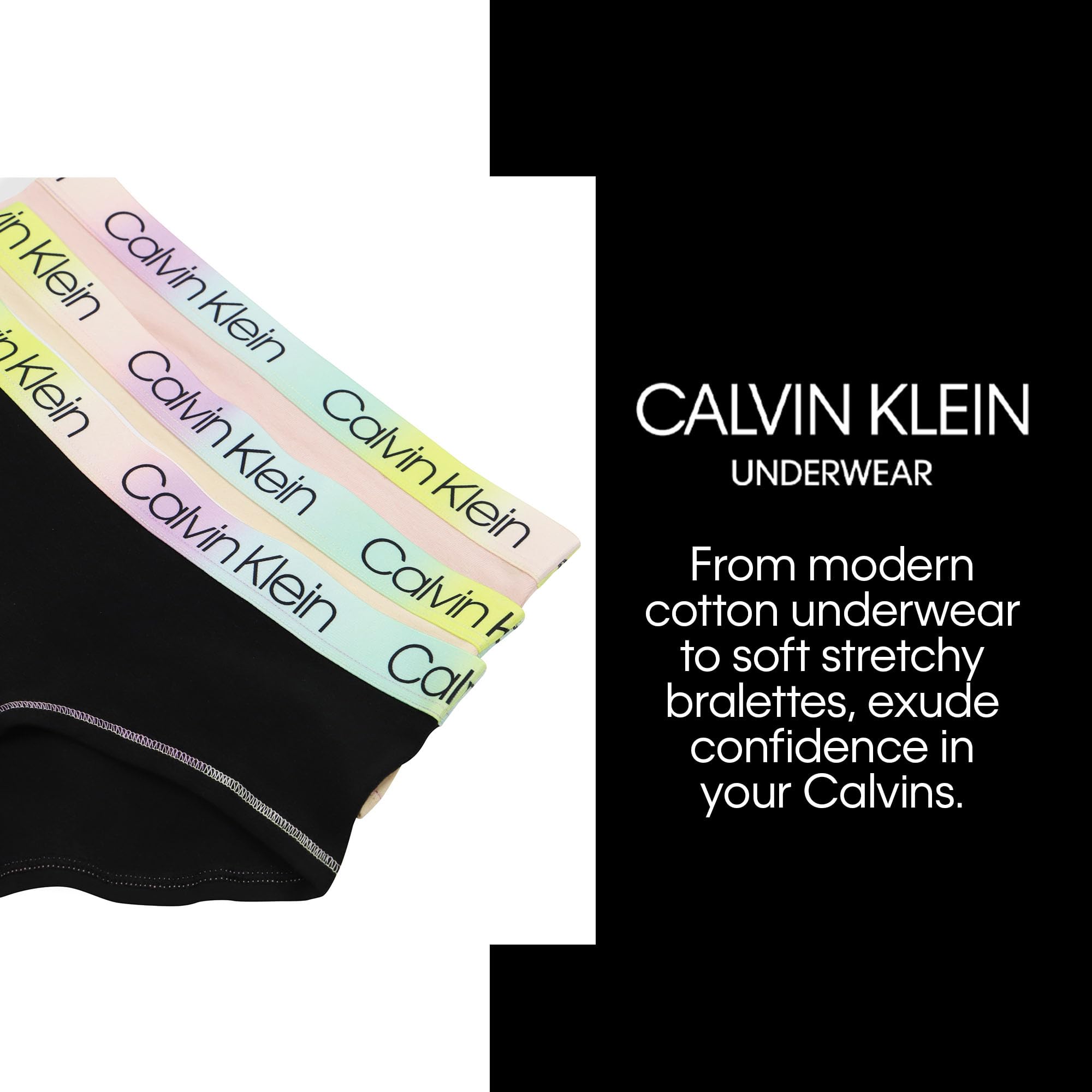 Calvin Klein Girls' Little Modern Cotton Hipster Panties, 7 Pack, Nude, Pink, Light Pink, White, Grey, Black, White, X-Large