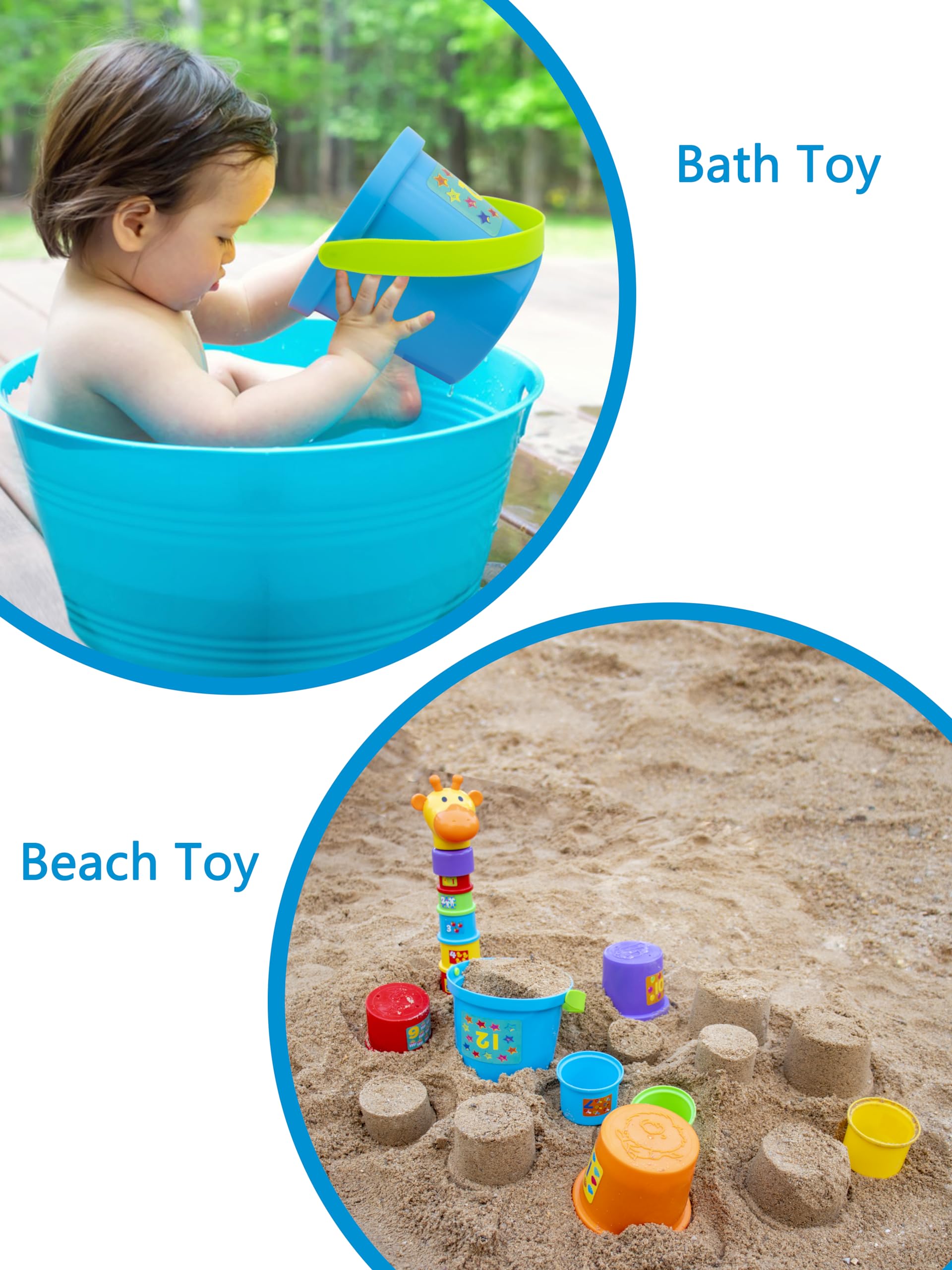 Fun Time Stacking Toys for Toddlers 1-3, Montessori Baby Nesting Cups Building Blocks, Sensory Development STEM Learning Toys for Babies 6-12 Months