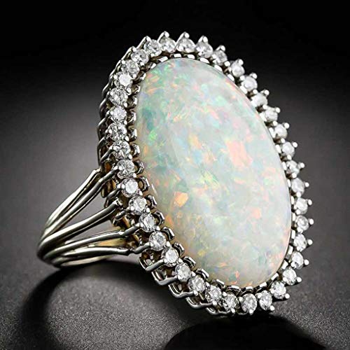 Rings for Women Diamond Artificial Stone Geometric Oval Openwork Ring Ladies Jewelrya Good Gift for a Girlfriend, Boyfriend, Family