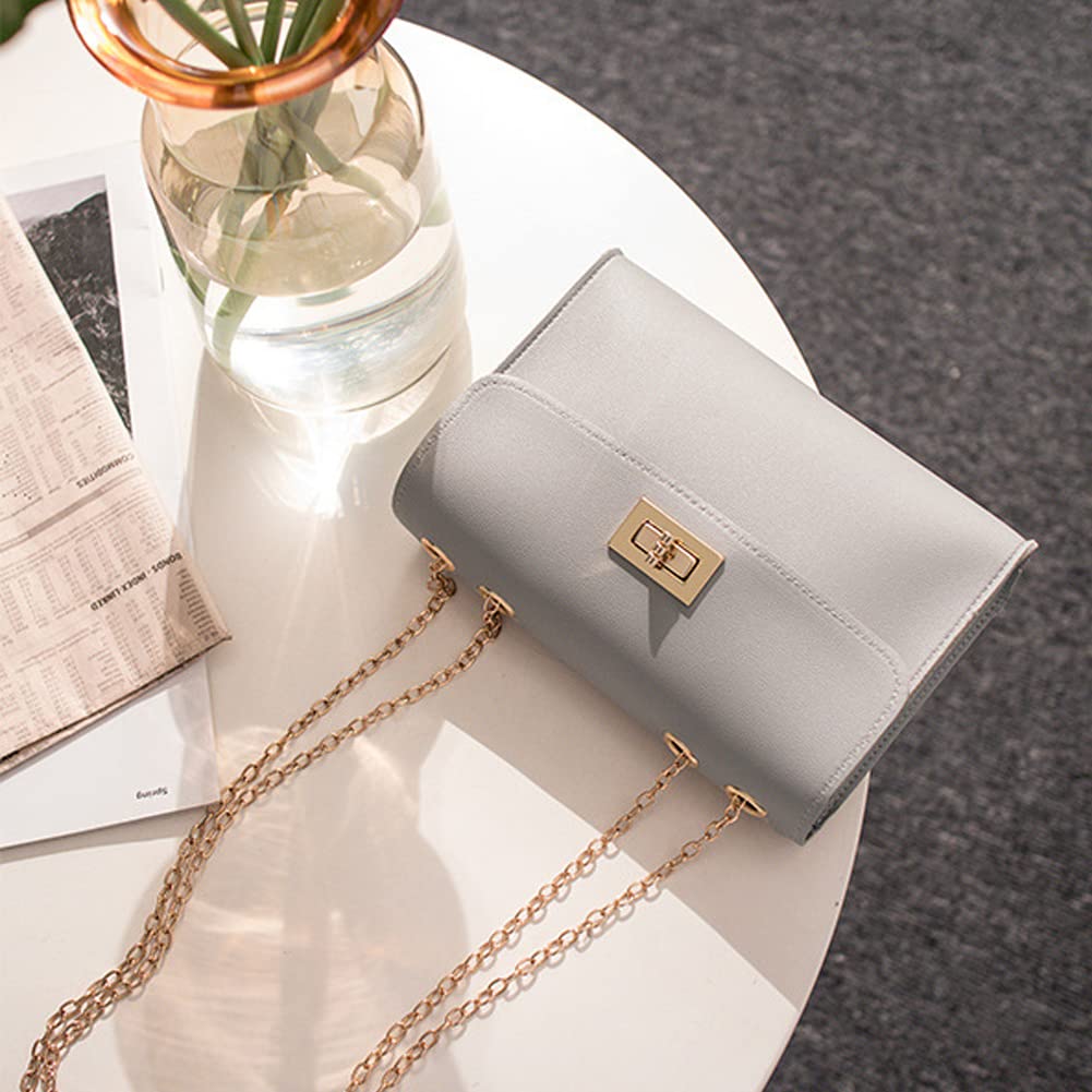 Women'S Crossbody Bag Chain PU Leather Shoulder Bag With Twist Lock Flap Casual Messenger Bags