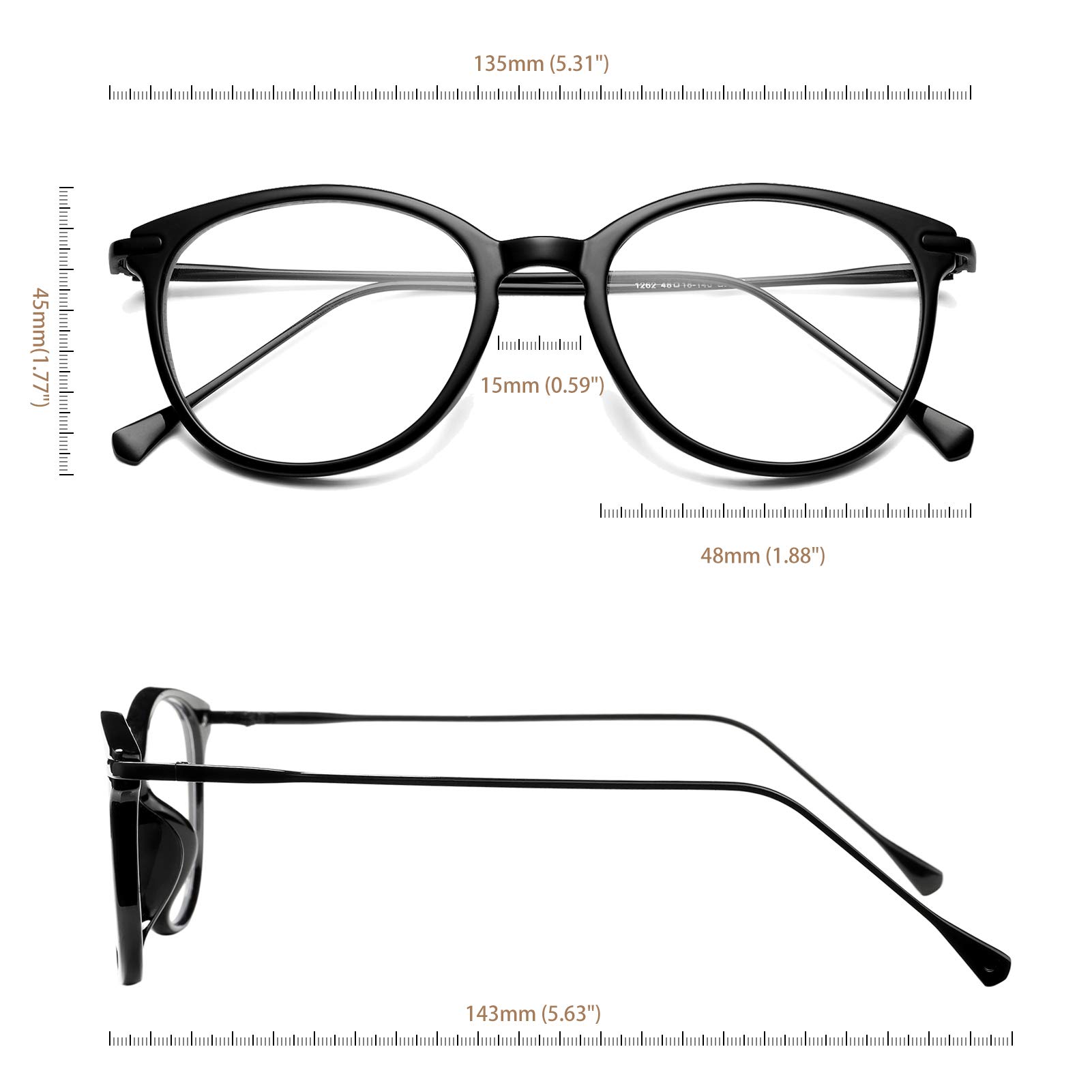 COASION Vintage Round Clear Glasses Non-Prescription Eyeglasses Frames for Women Men (Tortoise/Gold)