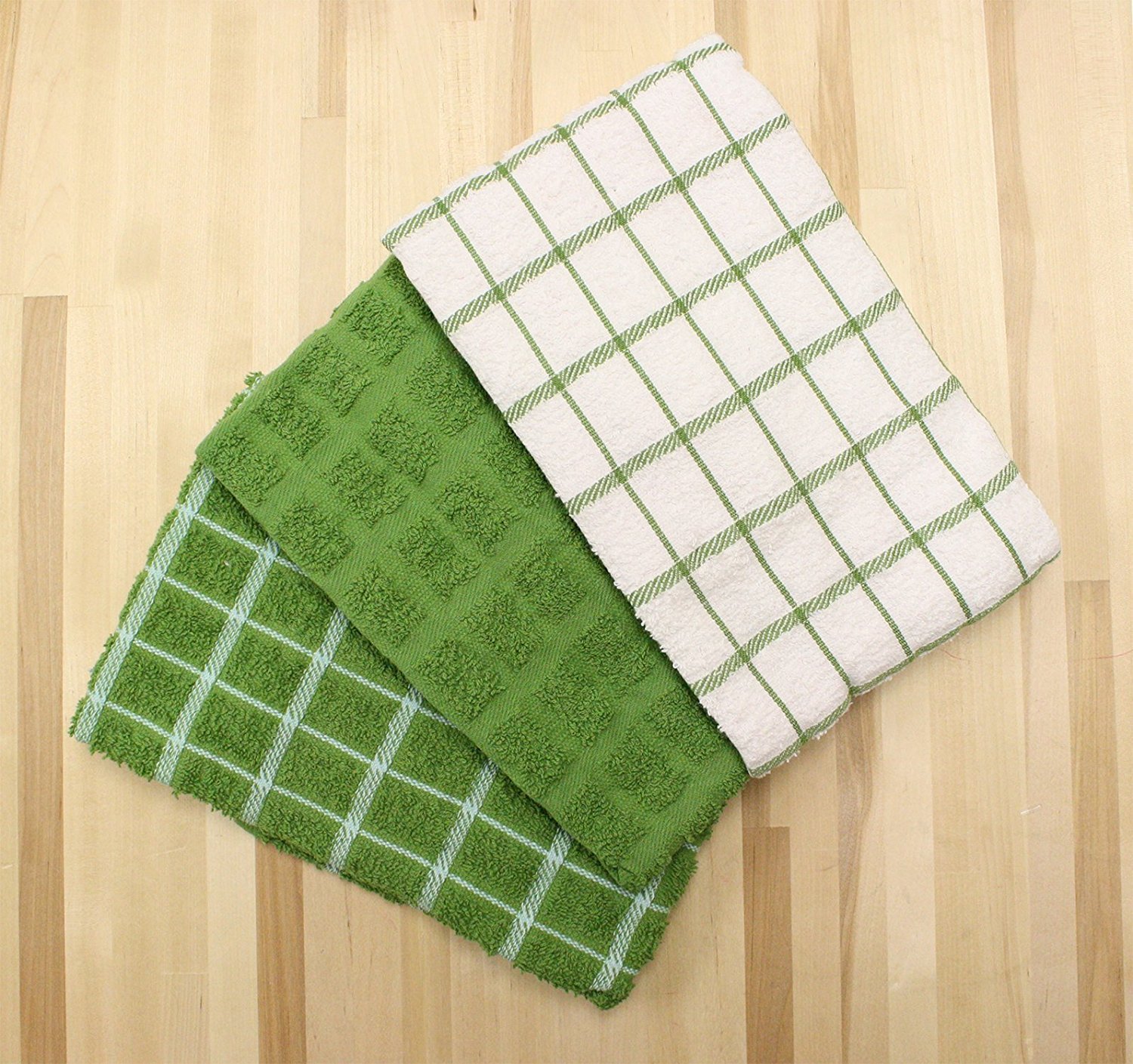 Ritz 100% Cotton Terry Kitchen Dish Towels, Highly Absorbent, 25” x 15”, 3-Pack, Cactus Green
