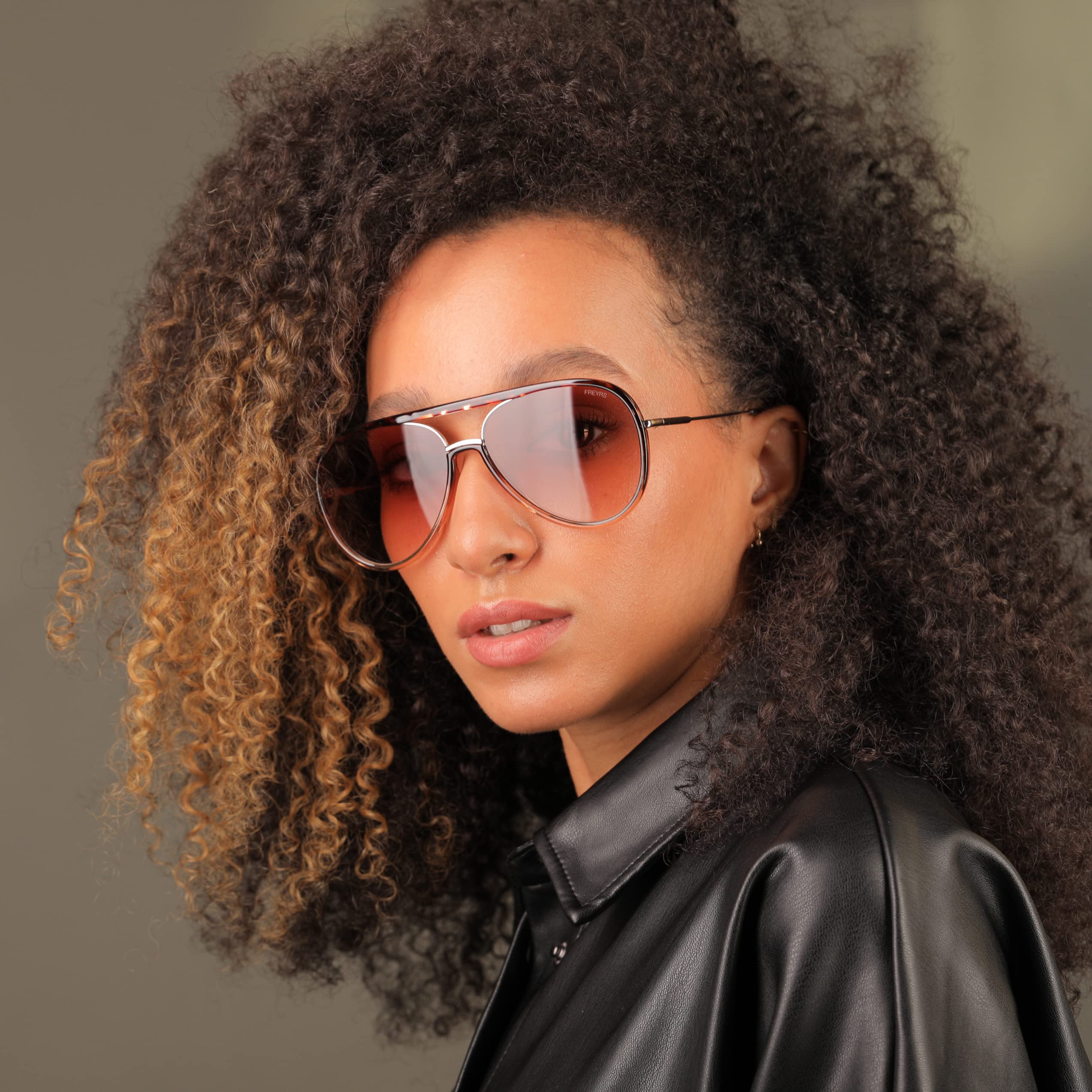 FREYRS Shay Designer Fashion Lightweight Aviator Sunglasses for Women Eyewear (Tortoise)