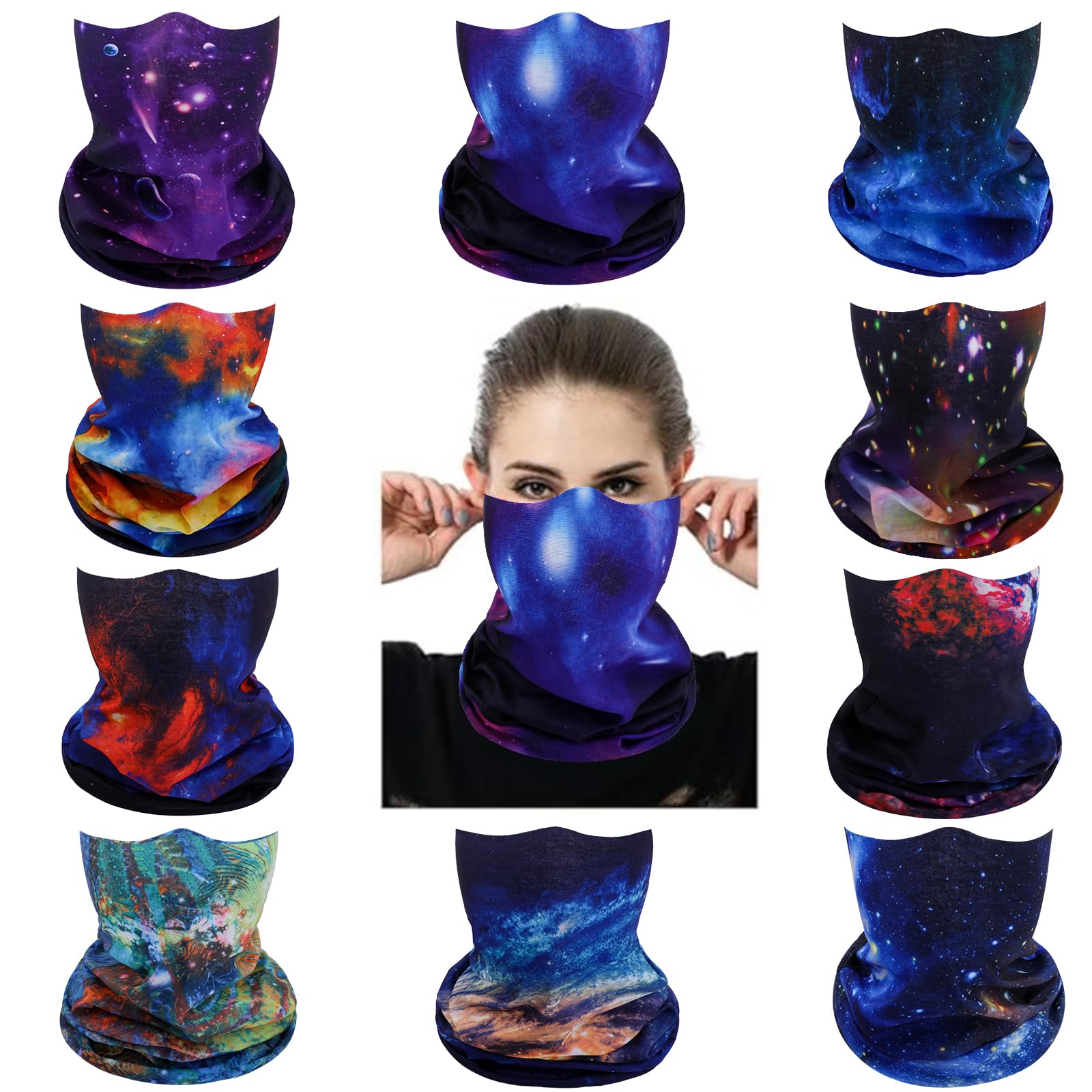 Cutewing Bandana Mask Neck Gaiter Balaclava Face Scarf Outdoor Magic Hiking Yoga Headband for Dust Seamless High Elastic Multi Bandanas with UV Resistance 10PCS