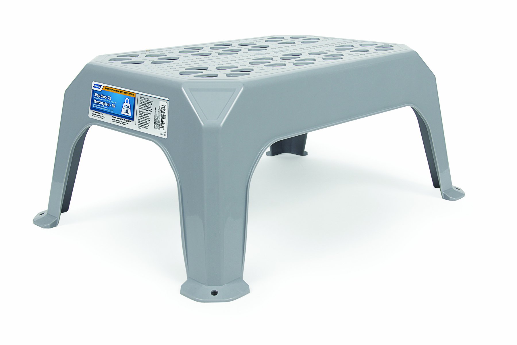 Camco Durable Step Stool - Textured Platform Surface to Help Prevent Slipping |Lightweight & Sturdy | Design Excellent for RVs, Trailers, Trucks| 300 lb. Capacity | 21" x 15" x 9" - Gray (43460),Small (21055)