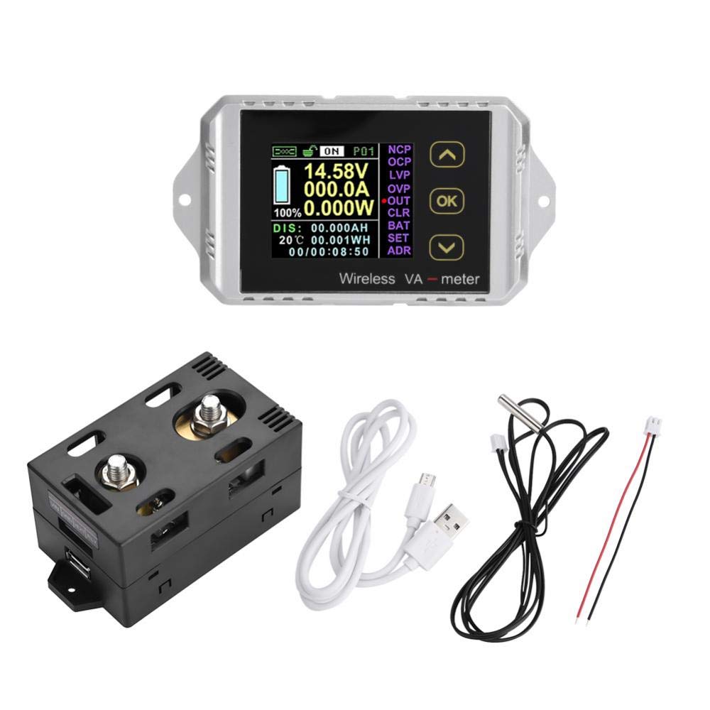 DC Meter Amp Volt,Color LCD Screen Wireless Meter, 2.4G Wireless Data Transmission Technology,for Measure Miscellaneous Meter Parameters (VAT-1300)