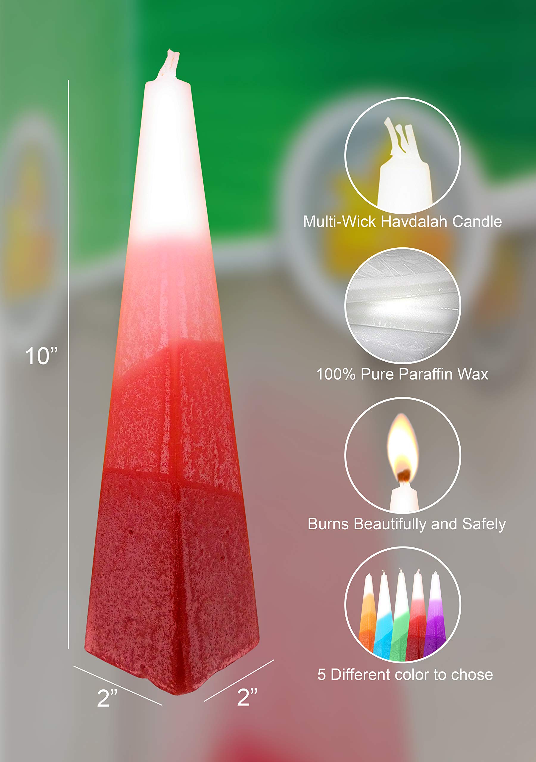Ner Mitzvah Havdalah Candle Pyramid Shape - Judaica Gift Pyramid Candle - Blue