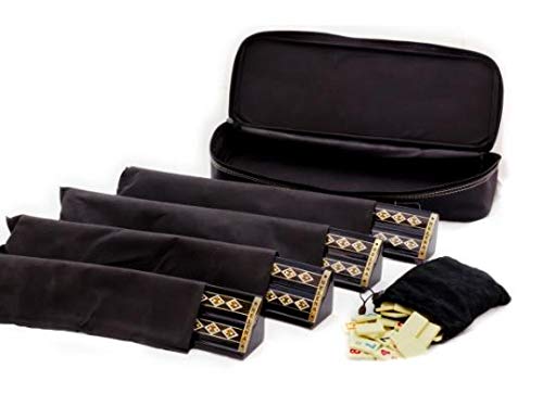 Wooden Mosaic Inlaid Oval Rummy Game Set - Wooden Rummy Cube Black veneered