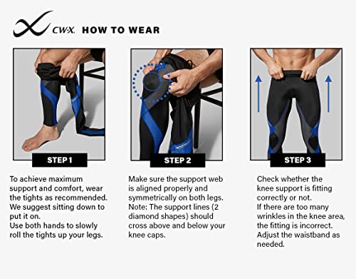 CW-X Men's Standard Stabilyx Joint Support Compression Tights, Black/Red, XX-Large