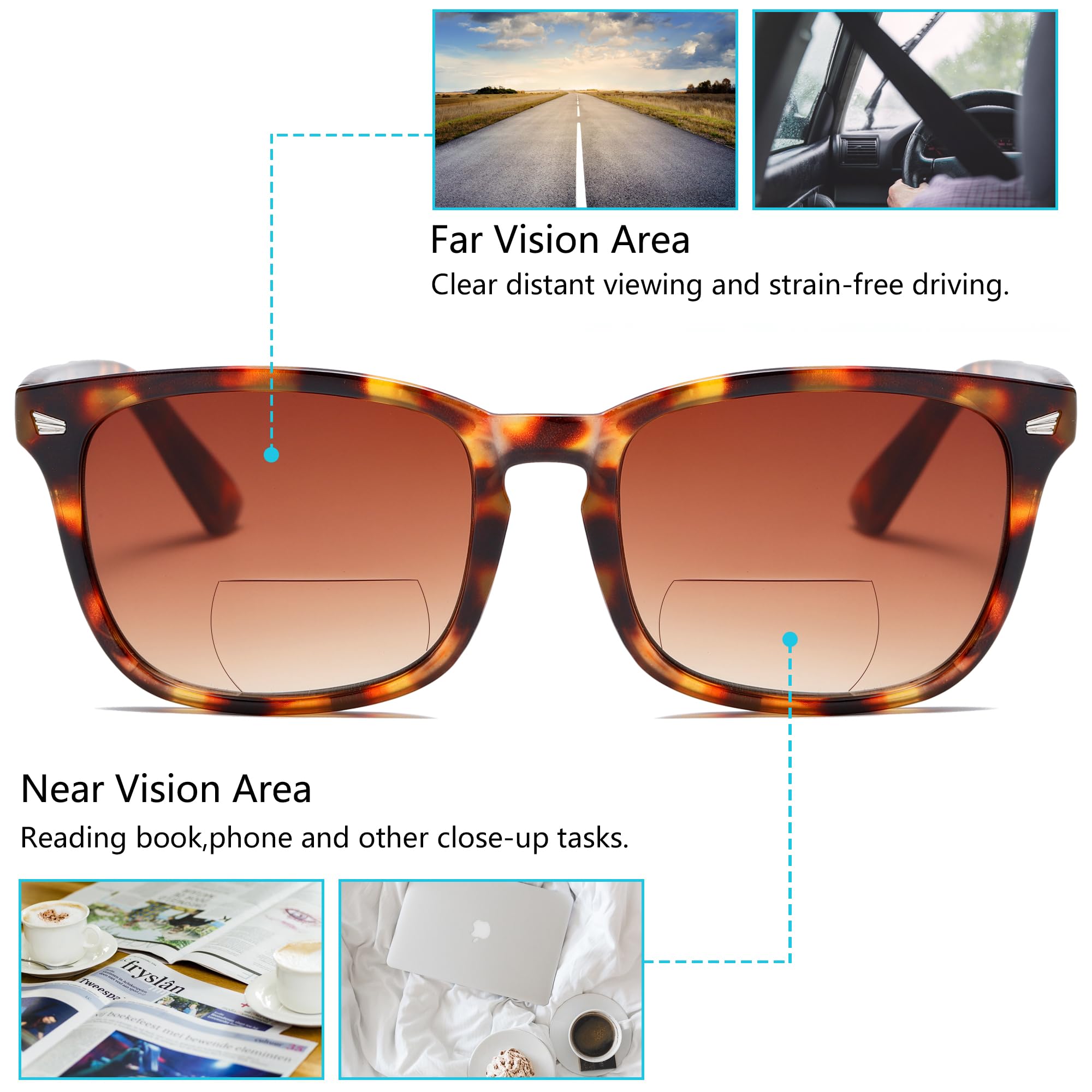 FSRTEP Bifocal Sunglasses For Women Classic Retro Reading Sunglasses 3 Pack UV400 Sun Readers Glasses With Metal Spring +2.5