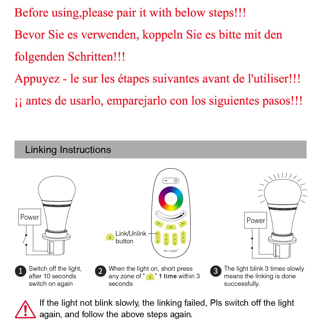 LGIDTECH FUT096 Mi.Light RGBW 4-Zone 2.4GHz RF Remote Full Touch LED Controller(Battery Excluded),Used for Miboxer RGB RGBW LED Strip Lights Controller Receiver Box FUT037 FUT038(Excluded)
