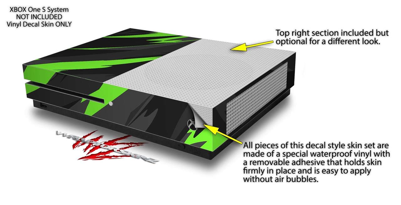 WraptorSkinz Decal Skin Wrap Set works with 2016 and newer XBOX One S Console and 2 Controllers Jagged Camo Neon Green