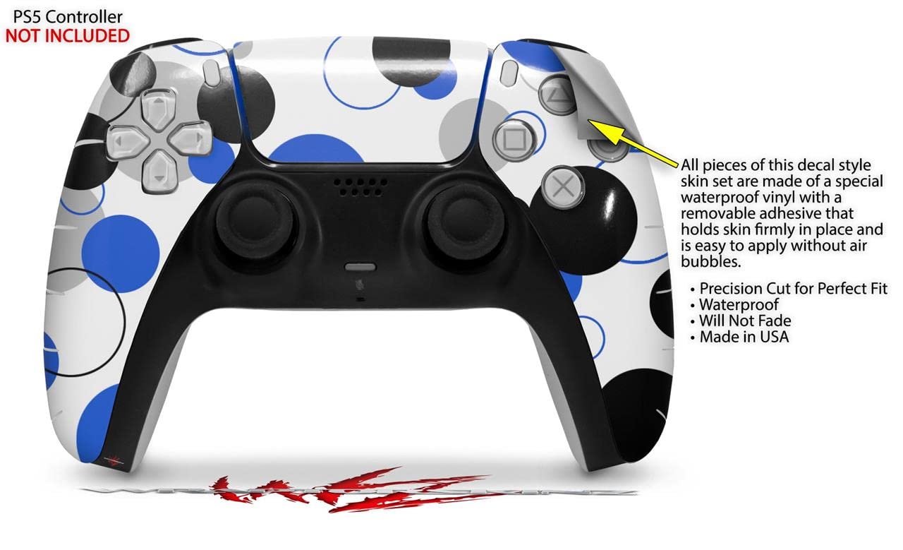 WraptorSkinz Skin Wrap compatible with Sony PS5 DualSense Controller Lots of Dots Blue on White (CONTROLLER NOT INCLUDED)