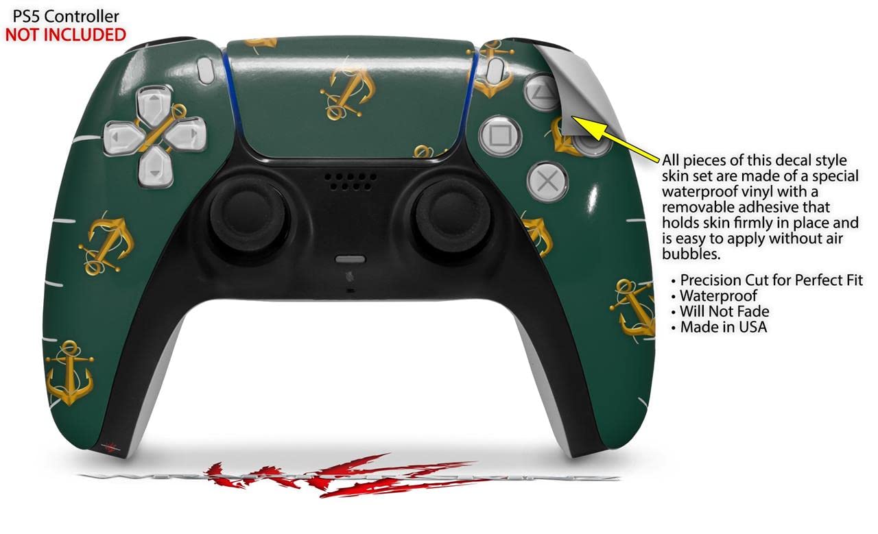 WraptorSkinz Skin Wrap compatible with Sony PS5 DualSense Controller Anchors Away Hunter Green (CONTROLLER NOT INCLUDED)