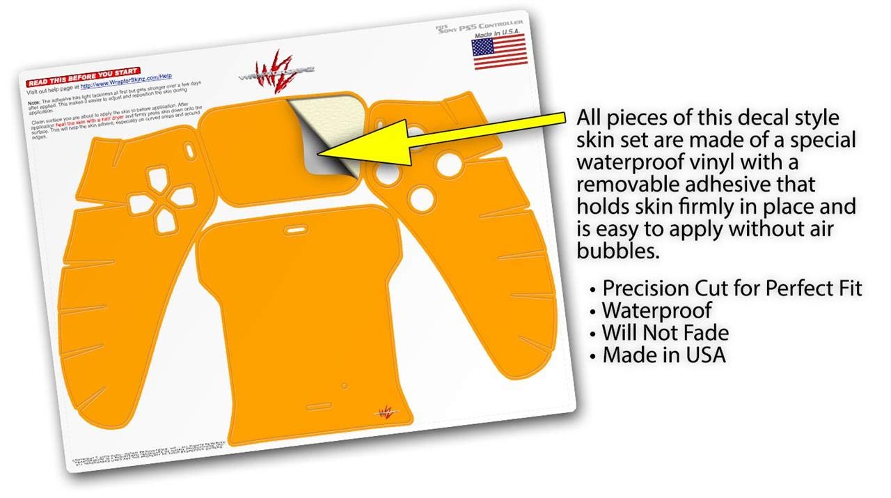 WraptorSkinz Skin Wrap compatible with Sony PS5 DualSense Controller Solids Collection Orange (CONTROLLER NOT INCLUDED)