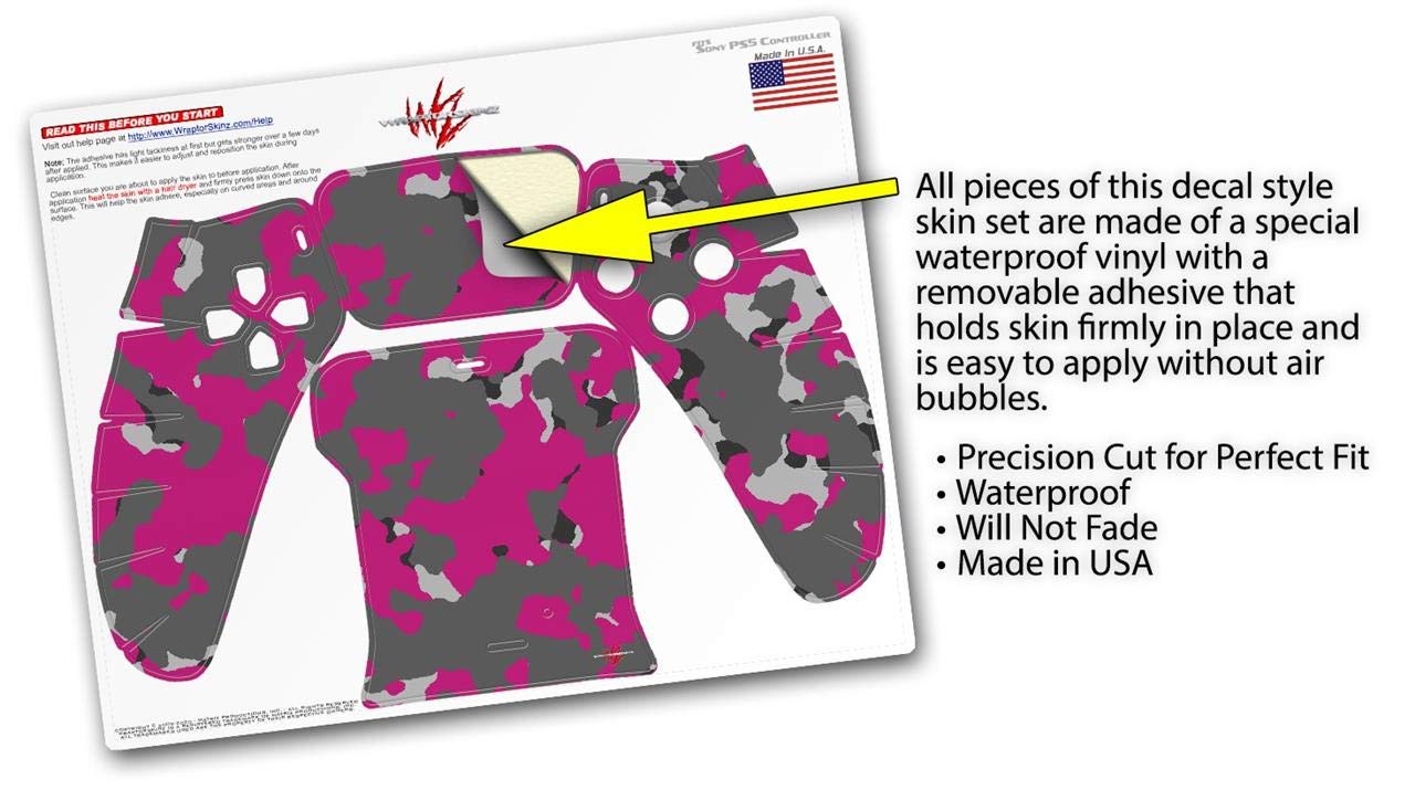 WraptorSkinz Skin Wrap compatible with Sony PS5 DualSense Controller WraptorCamo Old School Camouflage Camo Fuschia Hot Pink (CONTROLLER NOT INCLUDED)