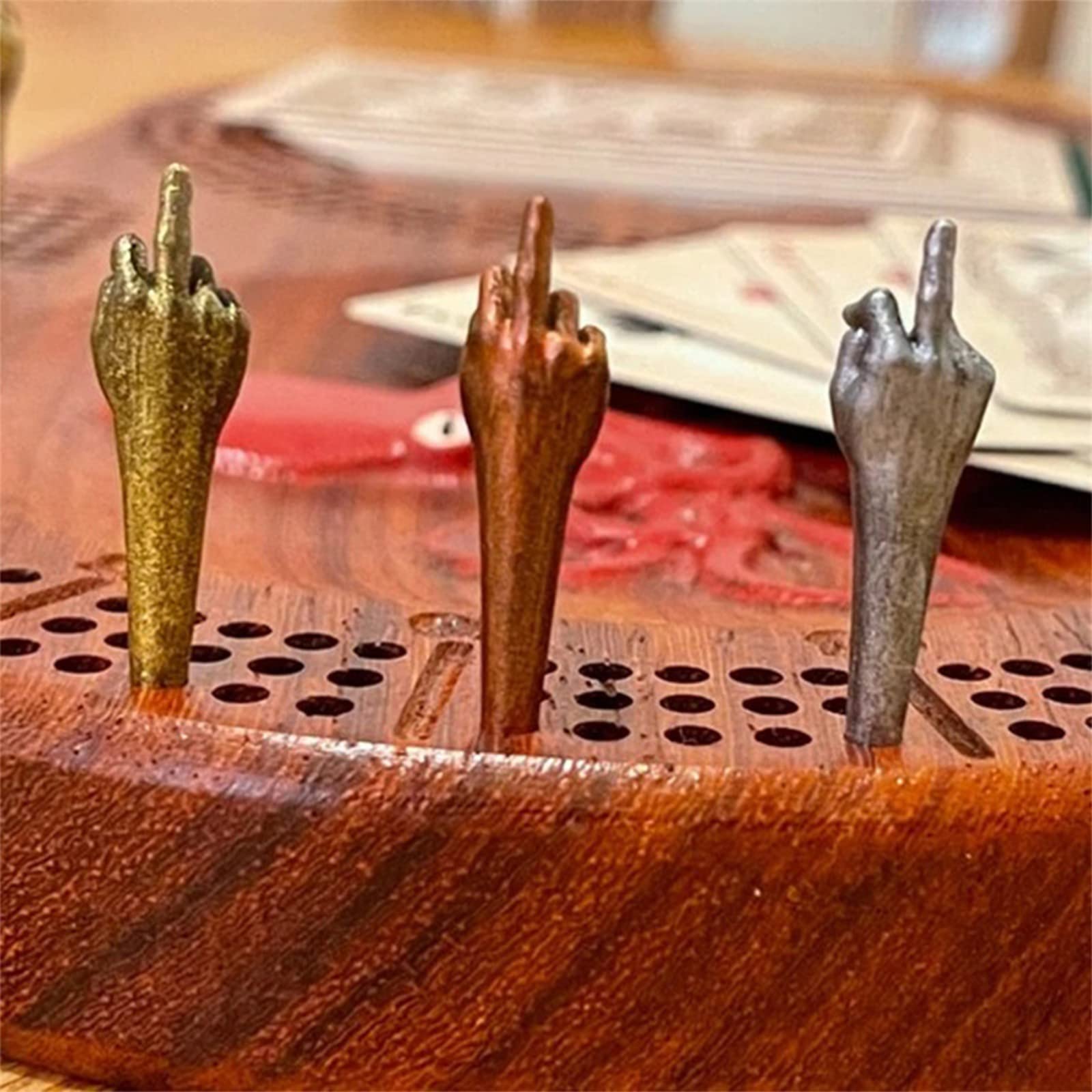 Funny Cribbage Board Pegs Middle Finger,9 Pieces Resin Crib Nails Crib Board Nails for 1/8 Hole Toy Game Accessories with Drawstring Storage Bag for Crib Traditional Board Games.