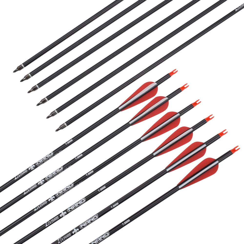 Carbon Arrow Hunting Target Practice Arrows 26 28 30 Inch with Removable Tips for Compound & Recurve Bow Spine 500
