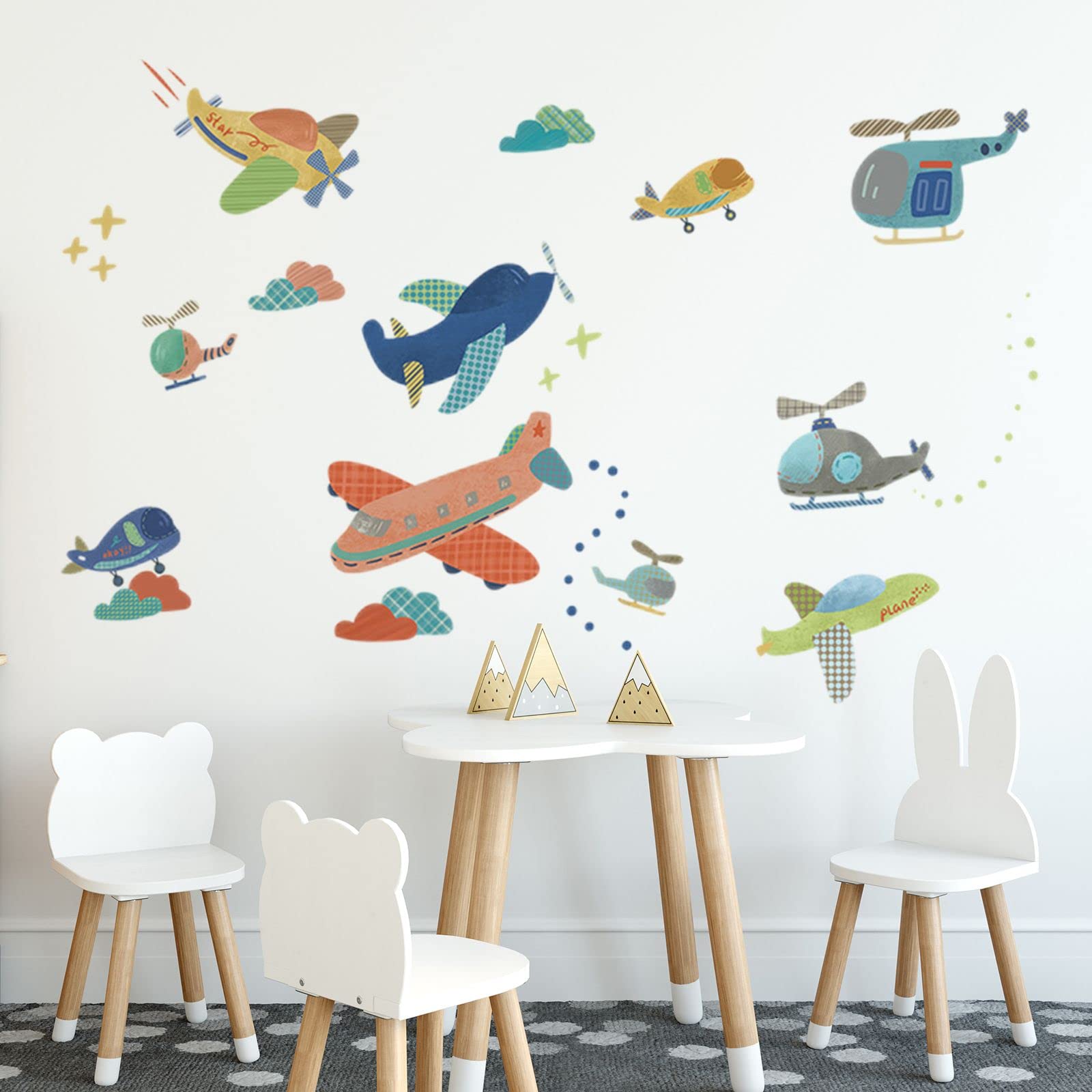 Cute Airplane Wall Decals Plane Wall Stickers for Bedroom Wall Art Mural for Living Room Kids Room Wall Decor…