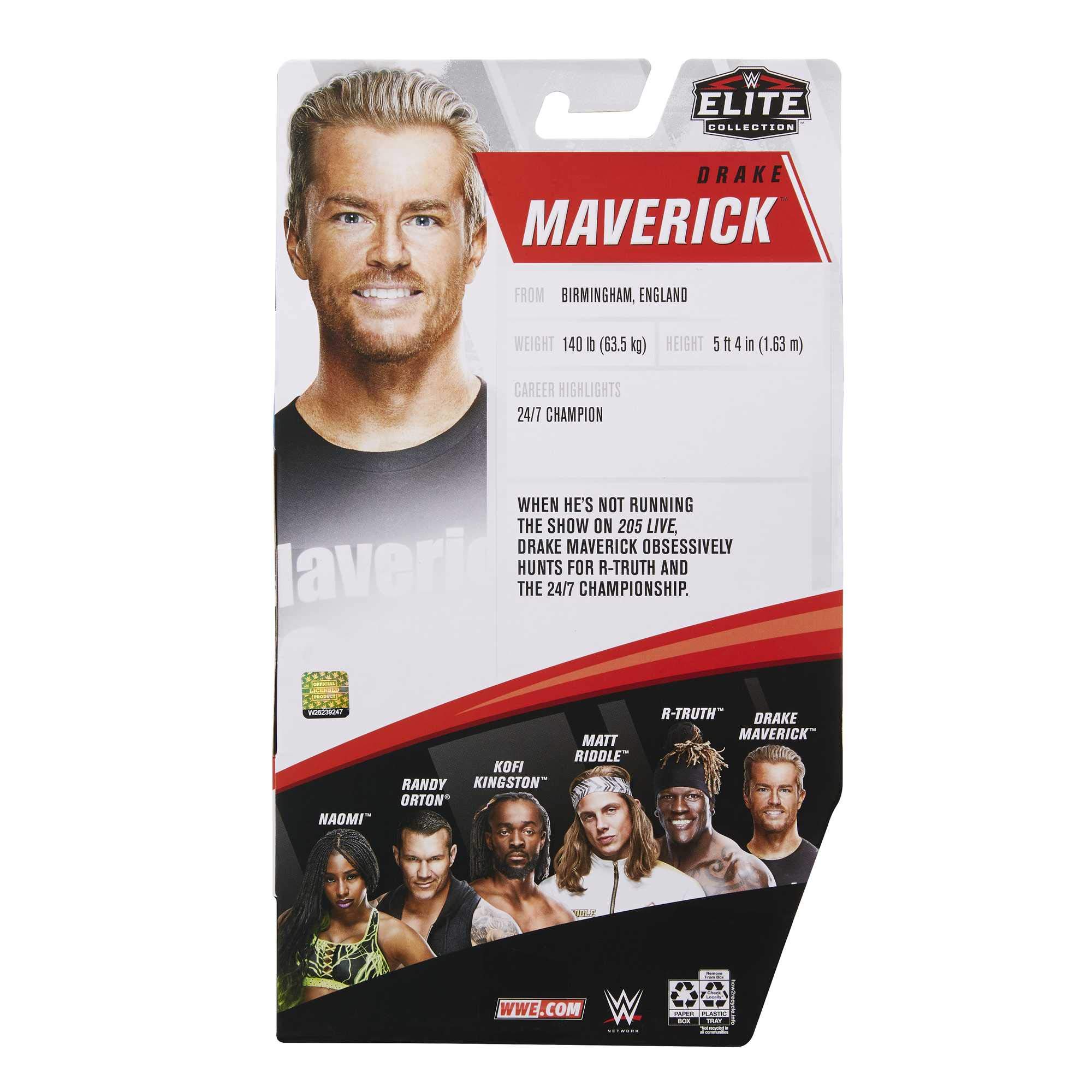 WWE Drake Maverick Elite Series #78 Deluxe Action Figure with Realistic Facial Detailing, Iconic Ring Gear & Accessories