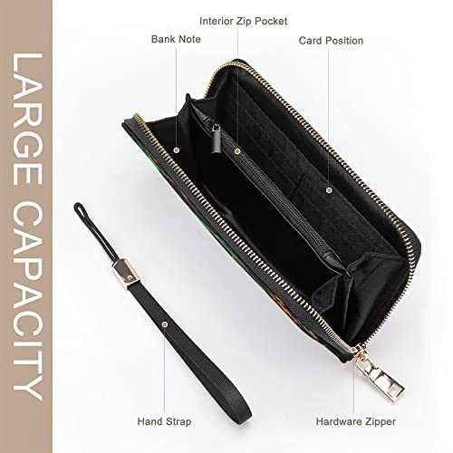 FunnyStar Lizard Gecko Women's Long RFID Hand Wallet Wristlet Clutch Purse PU Leather Handbag with Wrist Strap