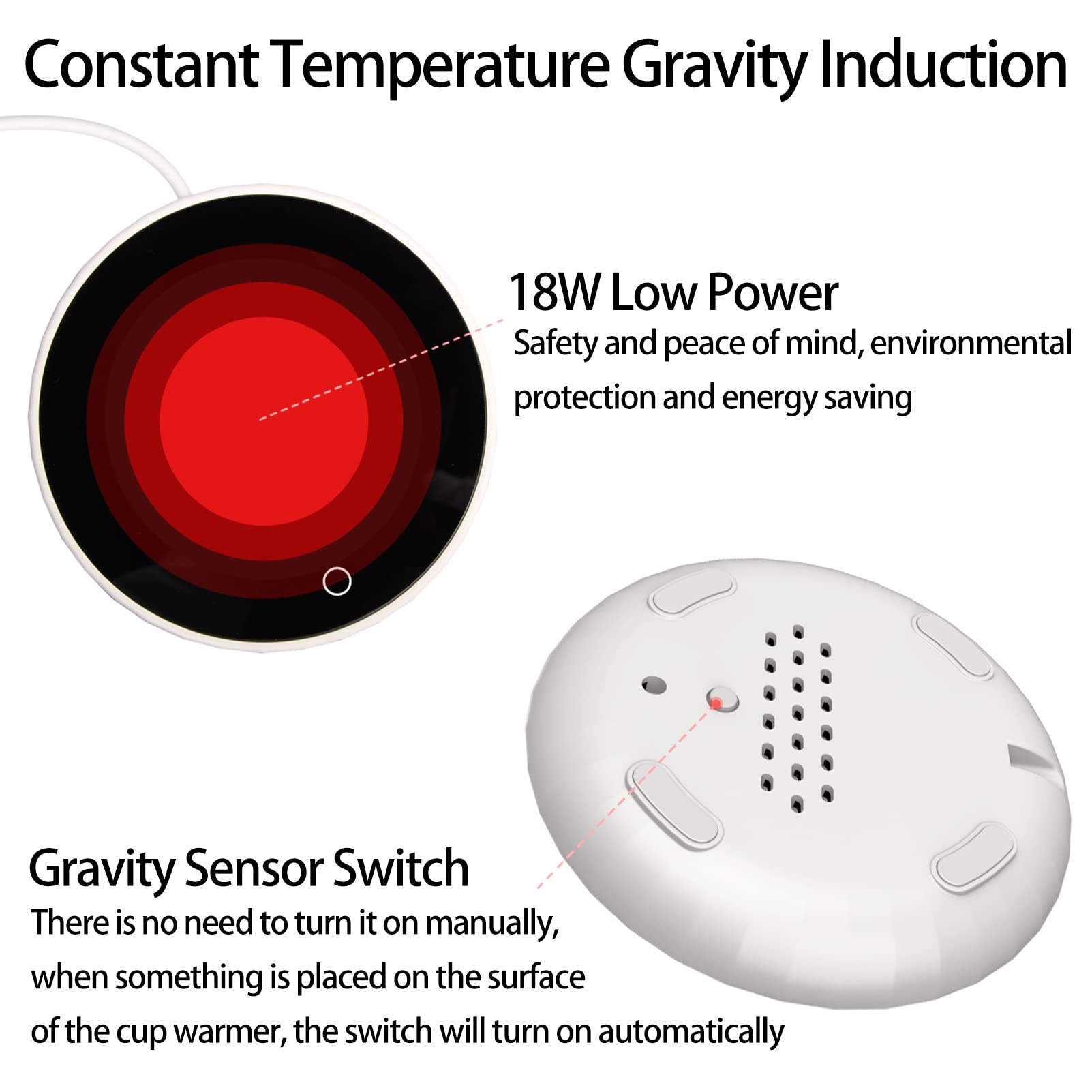 Coffee Mug Warmer,SAINSWIN Gravity-Induction Cup Warmer for Desk - Keep Coffee,Tea, Hot Chocolate, Milk Warm with Auto On/Off,As a Gift Electric Heating Plate for All Cups/Mugs