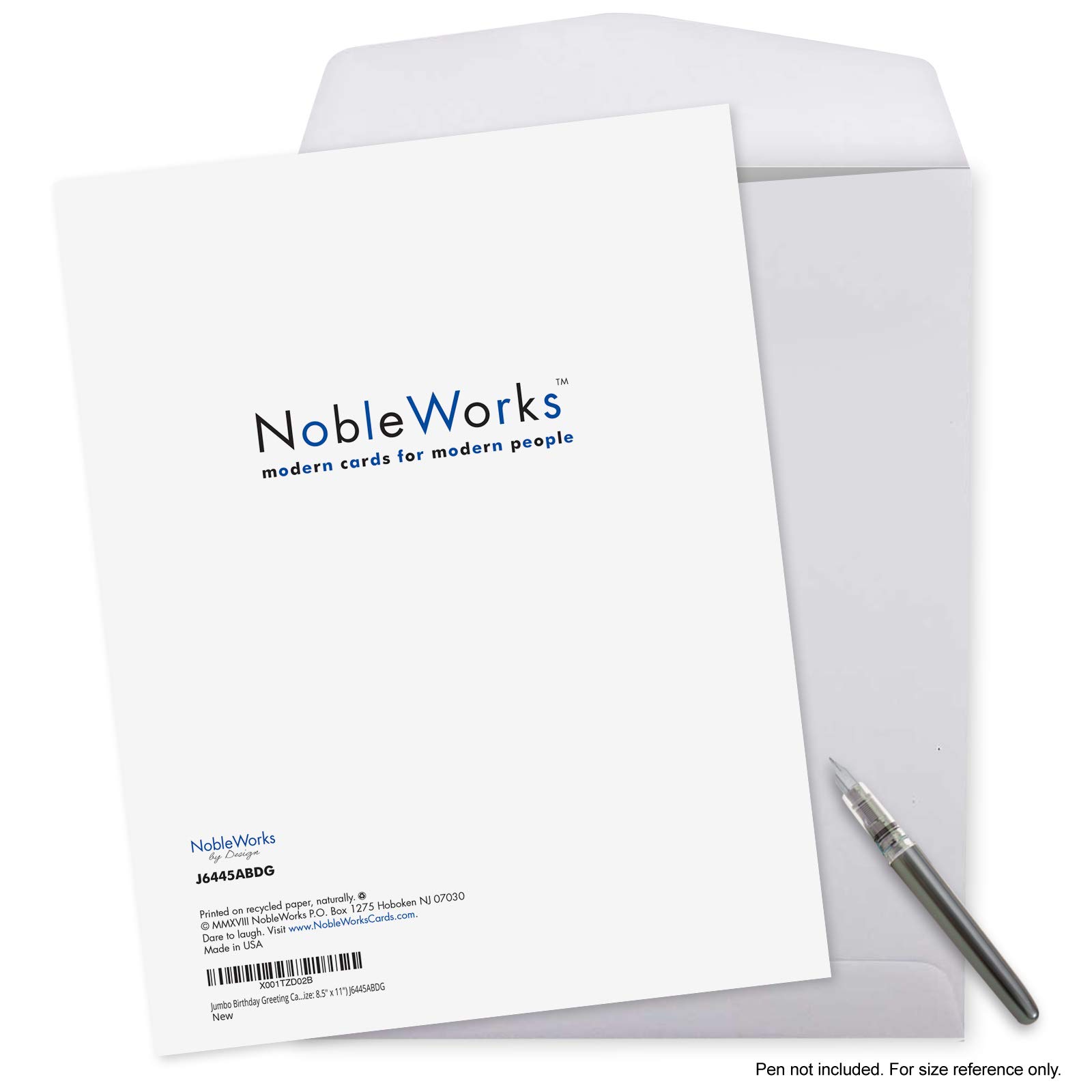 NobleWorks - Jumbo Birthday Greeting Card 8.5 x 11 Inch with Envelope (1 Pack) Big, Jumbo Bday Llama Just Say J6445ABDG