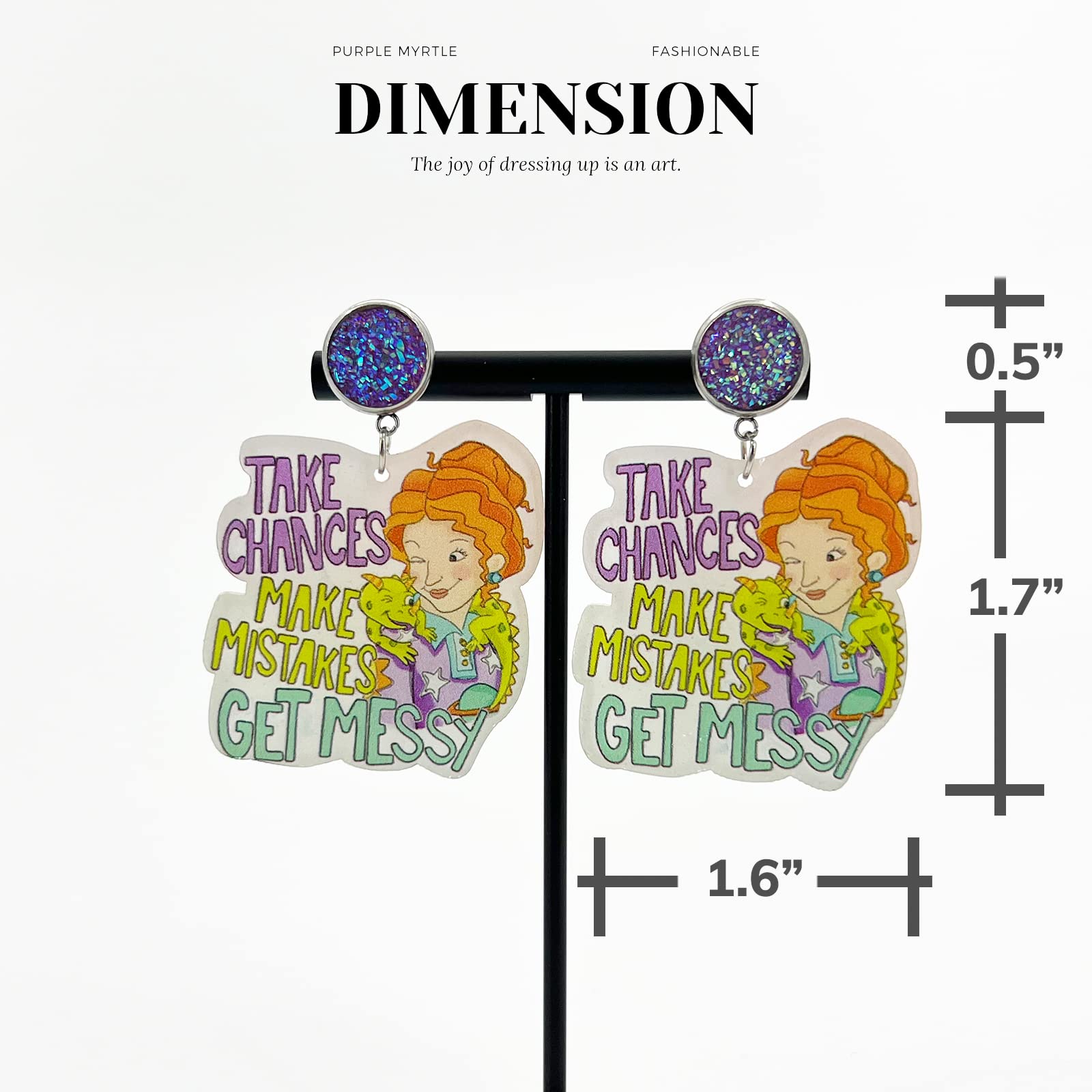 Cute Pair of Magic School Bus Style Earrings for Teachers, Principals, Kindergarten Teachers, Acrylic, No Gemstone