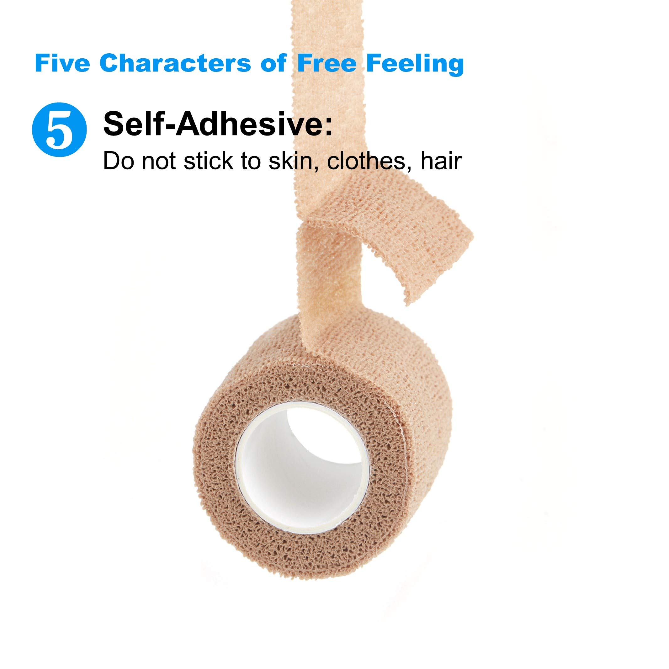 Cohesive Bandage Wrap, Self Adhesive Medical Tape,Vet Wrap, Athletic Elastic Stretch Band, self Adhesive, Flexible, Breathable & idea for Sport Injury & Wound/Finger/Wrist (Pets Too) 2“x15ft