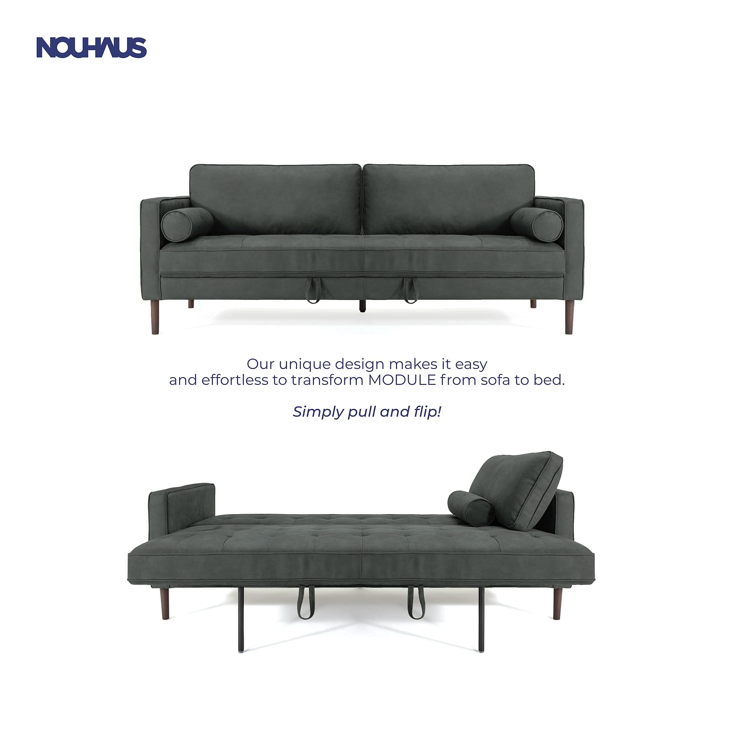 Nouhaus Module, Sleeper Sofa Bed Couch. 7ft Luxury Convertible Sofa Futon Bed with No Roll Together Latex. Pull Out Sofa Bed for Bedroom Couch, Small Apartment Furniture Sofas or RV Couch