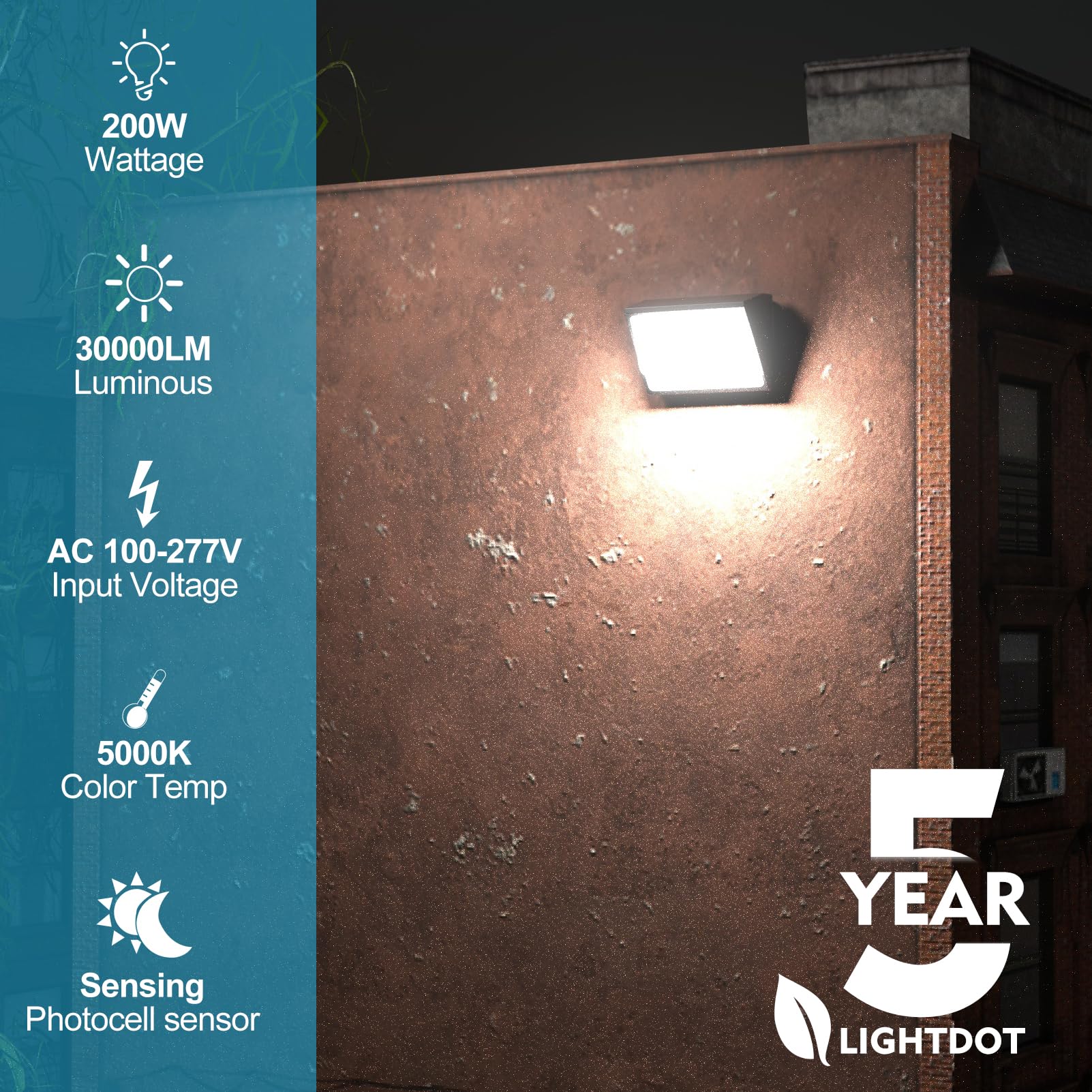 Lightdot 2Pack 200W LED Wall Pack Lights, 100-277v Dusk to Dawn with Photocell, 28000Lm 5000K Daylight IP65 Waterproof Wall Mount Outdoor Security Lighting Fixture, Energy Saving