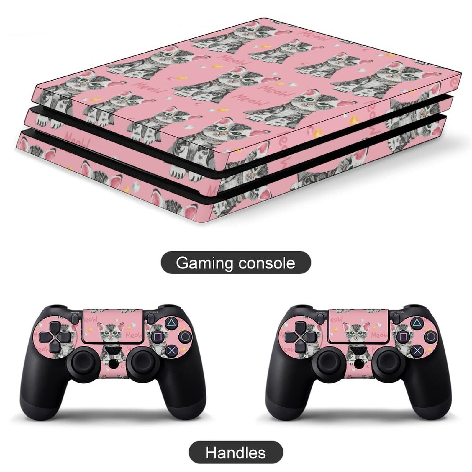 Cute Small Cats Sticker for P-S4 Controller Full Protective Skin Cover Design Wrap Decal Sticker Compatible with P-S4 Print