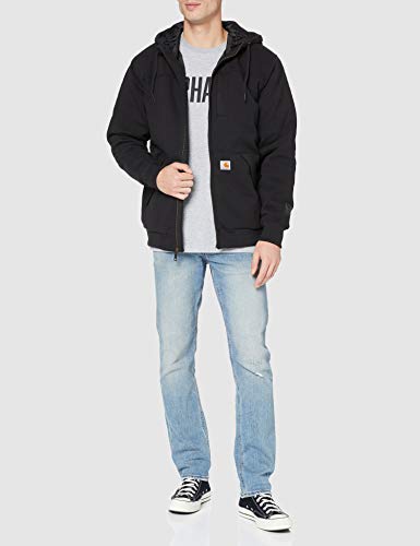 Carhartt Men's Rain Defender Rockland Quilt Lined Hooded Sweatshirt, black, Large