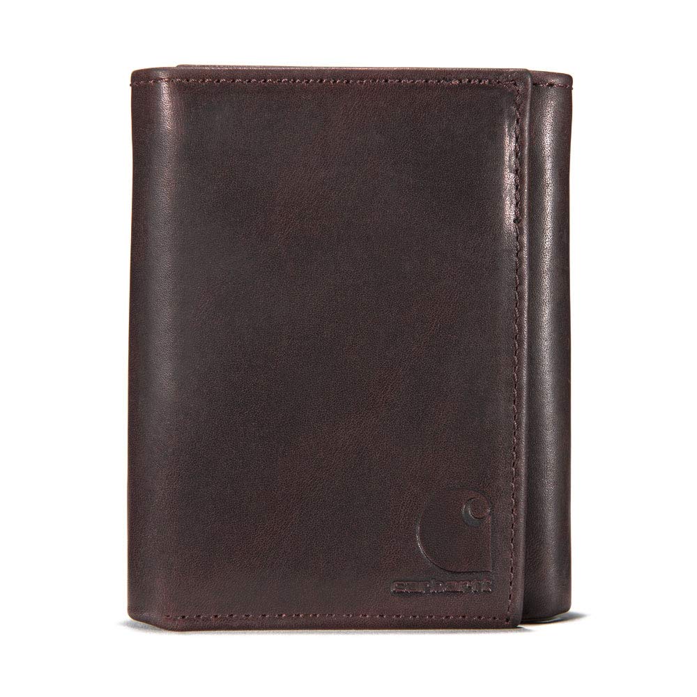 Carhartt Men's Oil Tan Leather Trifold Wallet, Brown, One-Size
