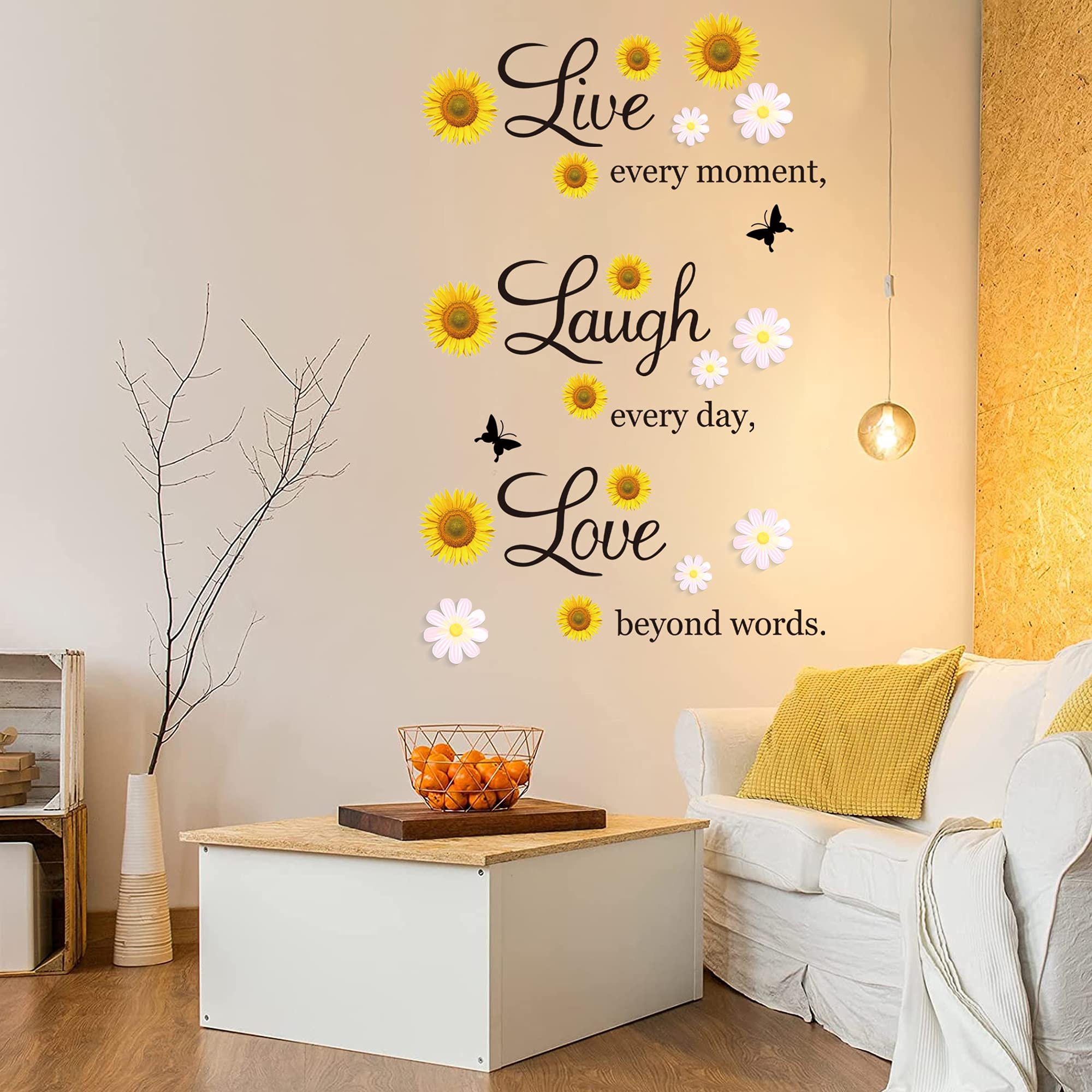 nspirational Quotes Wall Stickers Vinyl Sunflower Daisy Wall Decals Removable Motivational Lettering Positive Sayings Stickers Live Laugh Love Wall Decor Phases for Kitchen Bedroom Living Room Homeā¦