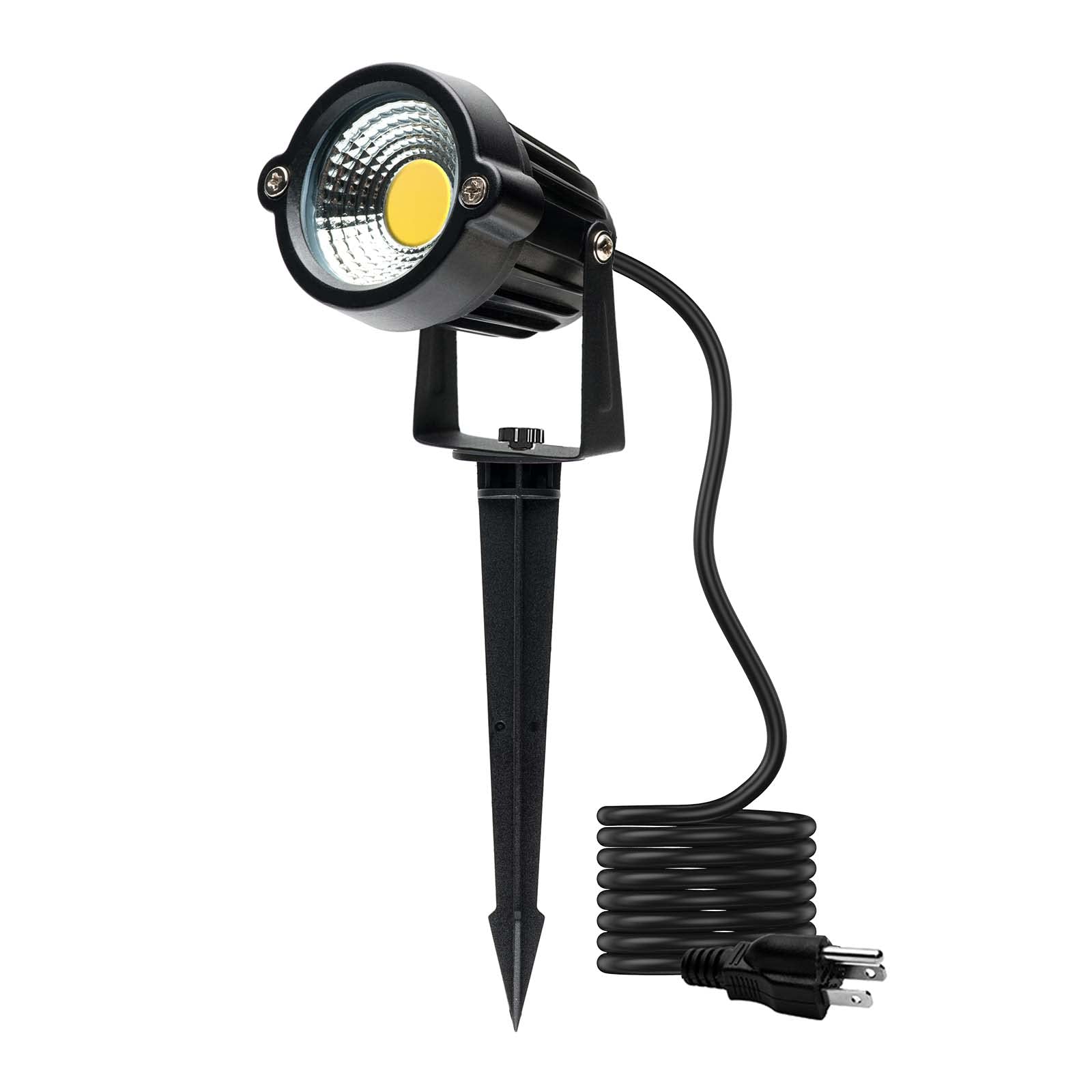 Yard Spot Lights Outdoor Landscape Lights, 5W 3000K COB Bright Spotlights Rain-Proof Garden Lights Walls Trees Flags Lawn Decorative Lamp Outdoor Spotlights with Spike Stand, Warm White, 1 Pack