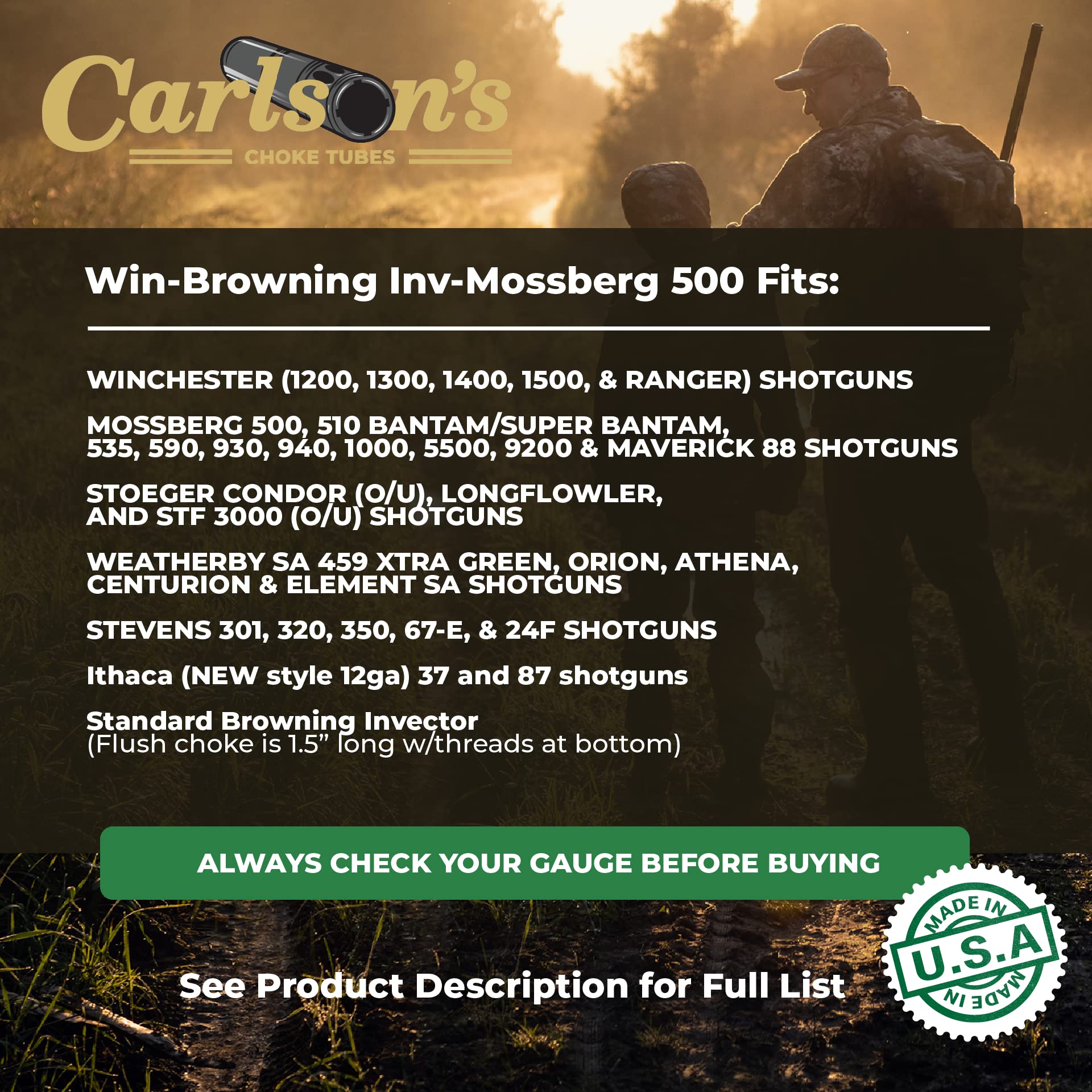 Carlsons Choke Tube Winchester-Browning Inv-Moss 500-Ported 12 Ga Sporting Clays Choke Tubes, Skeet, Black