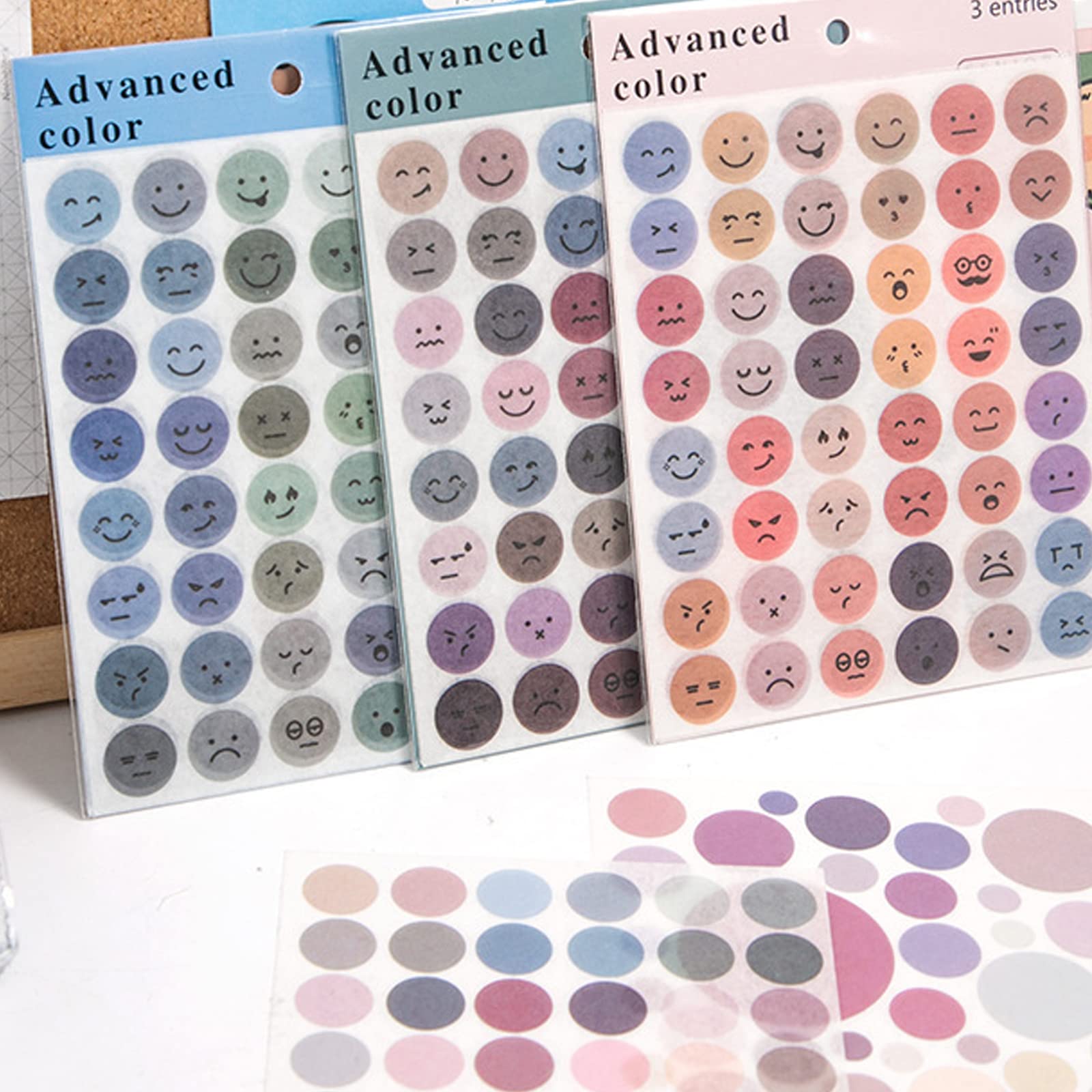 Mdikawe Polka Dot Smiley Face Stickers Diary Handwriting DIY Decorative Materials Label Seal Stickers (18Pcs/864Pcs)