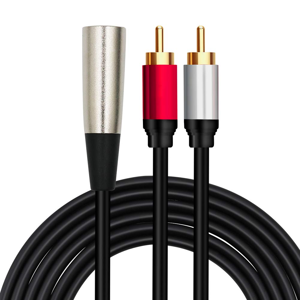 Yeung Qee XLR Male to 2RCA Male Y Splitter Patch Cable, 1 XLR Male 3 Pin to Dual RCA Male Plug Stereo Audio Cable Connector,for Microphone Mixing Console Amplifier。 (XLR Male to 2RCA,5ft/1.5m)