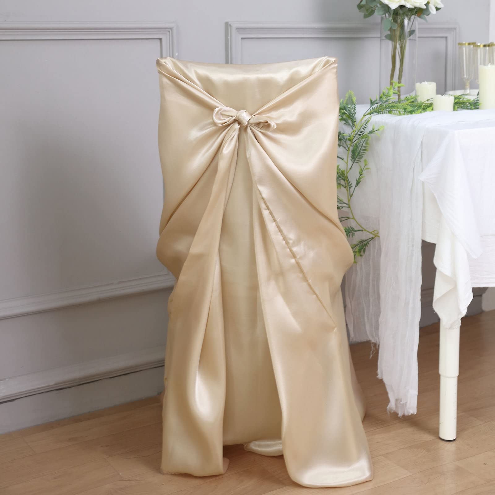 Tableclothsfactory Blush Silky Satin Universal Chair Covers Fits All Type of Chairs Event Dinning Slipcover for Wedding Party Banquet