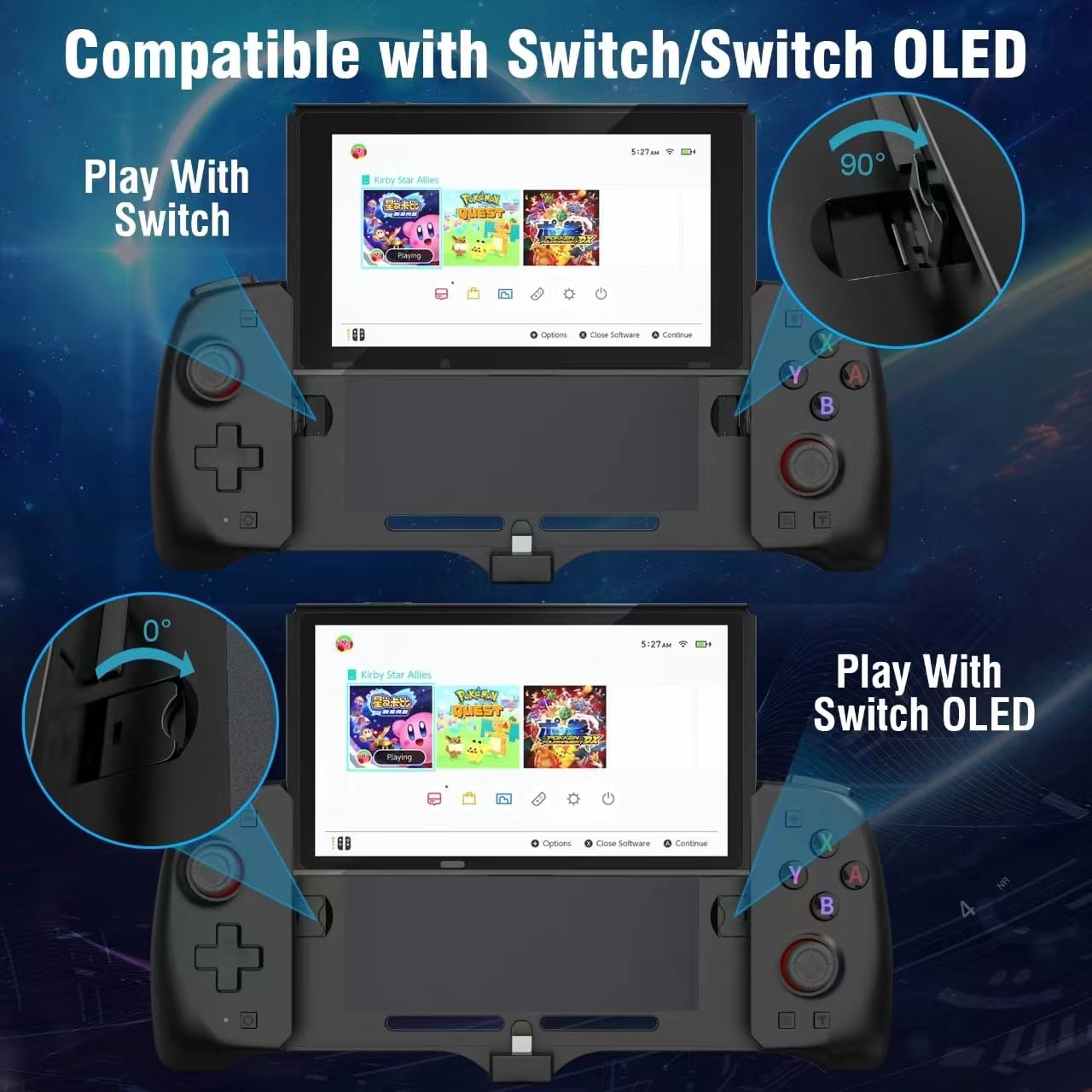 CXY CHYUHSIN Joy-Con Controller for Nintendo Switch - USB-C Plug & Play, 15V PD Fast Charging, Dual Vibration & 6-Axis Gyro, 3 Turbo Speeds, Protect Console, Easy Setup
