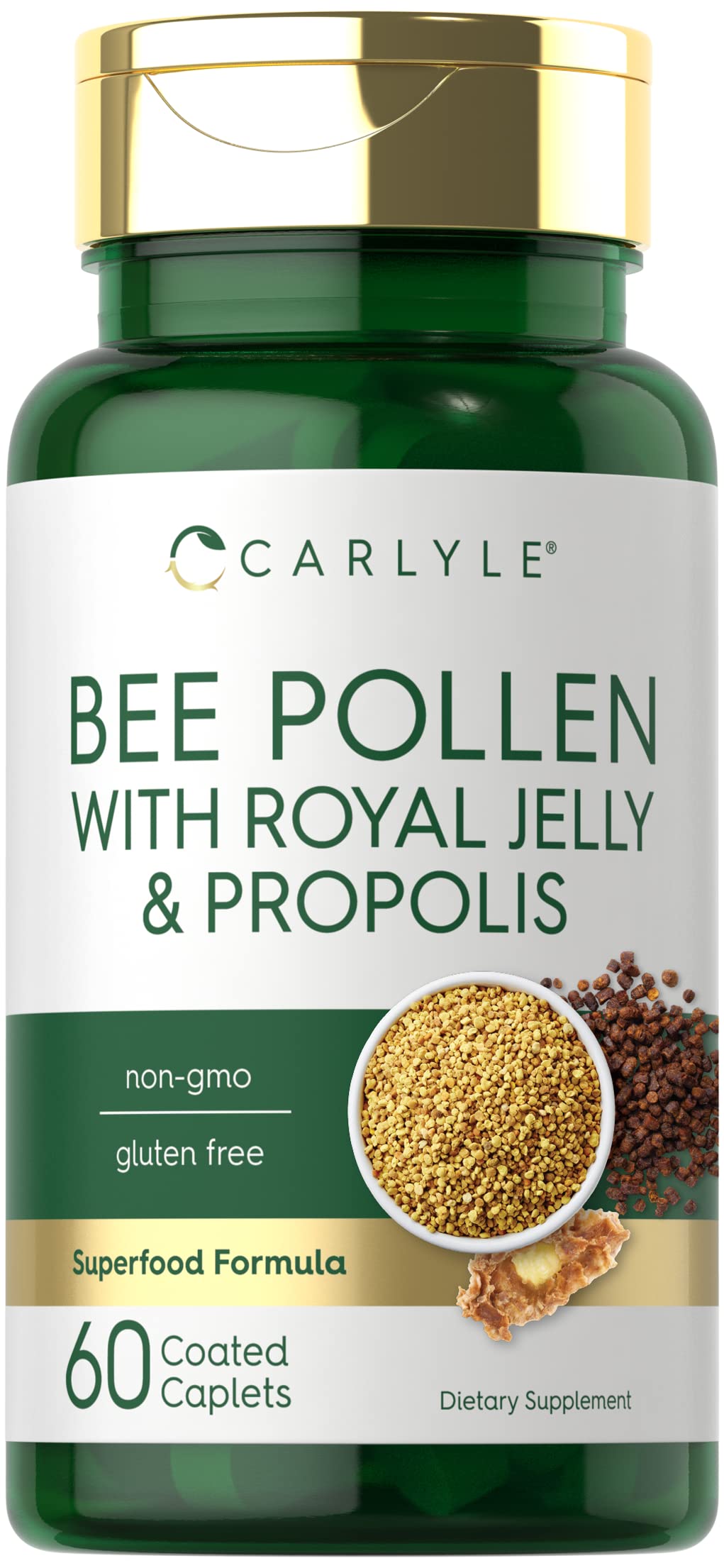 Carlyle Royal Jelly Propolis & Bee Pollen Supplement | 60 Count | Vegetarian, Non-GMO, Gluten Free