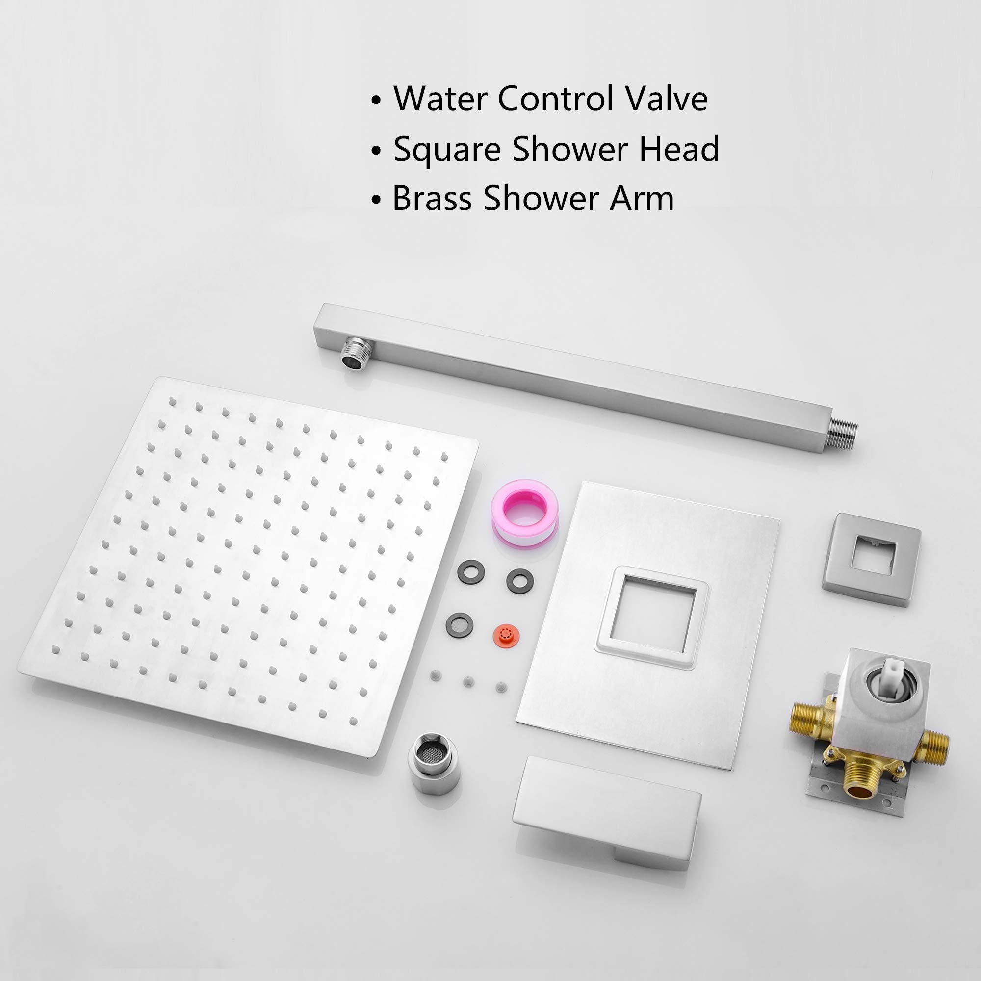 Lordear Gold Rain Shower Head 16 Inch Square Rainfall High Pressure Stainless Steel Rainfall Shower Head 360° Rotation Shower Head Waterfall Showerhead with Silicone Nozzle